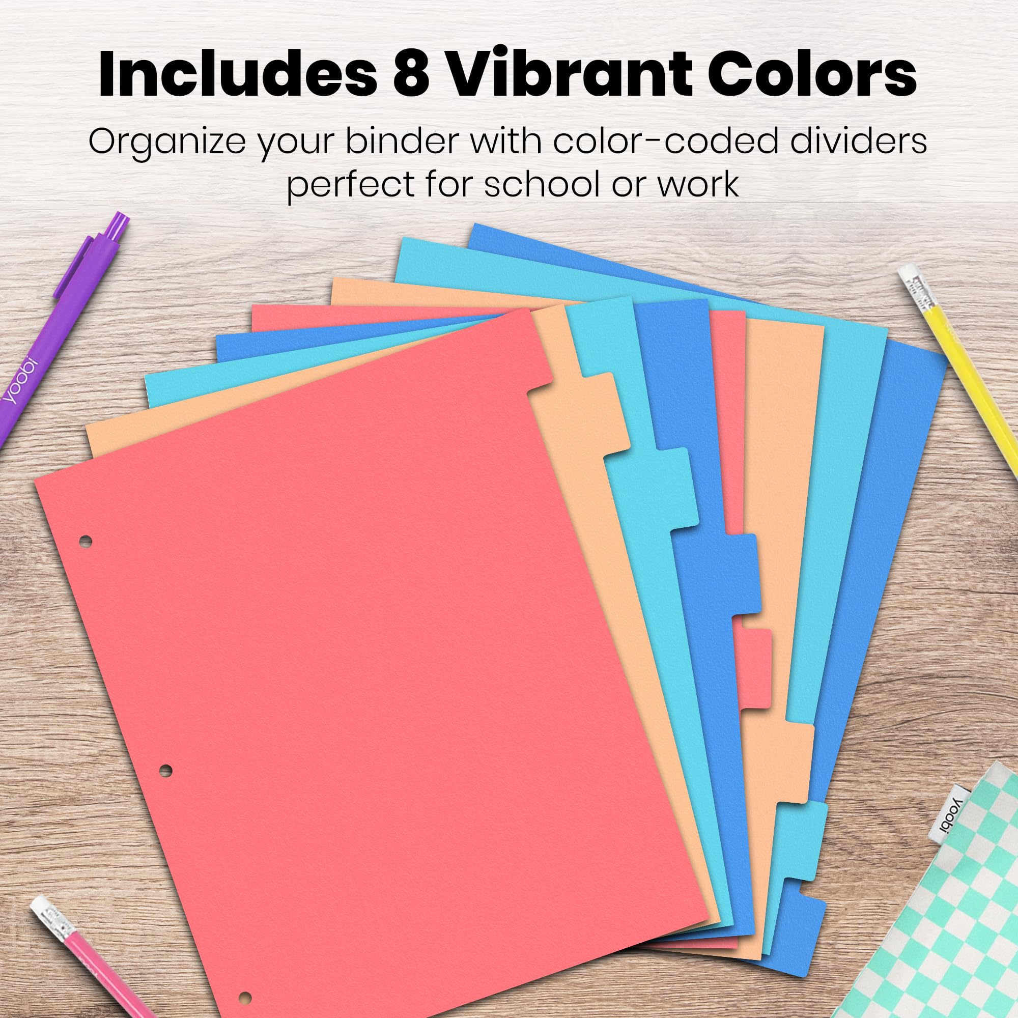 Snapklik.com : 8 Tab Binder Dividers, 3 Hole Punch Divider Set For 3 ...