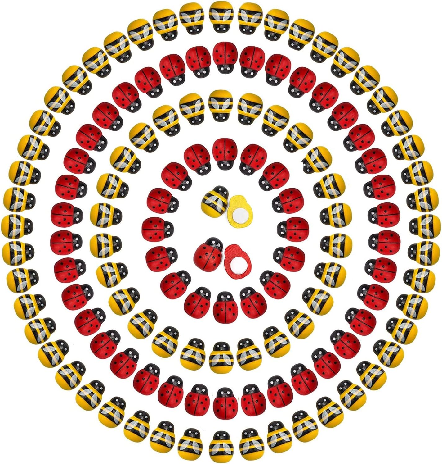 Amazon.com: 160Pcs Benvo Tiny Wooden Bees and Wooden Ladybugs ...