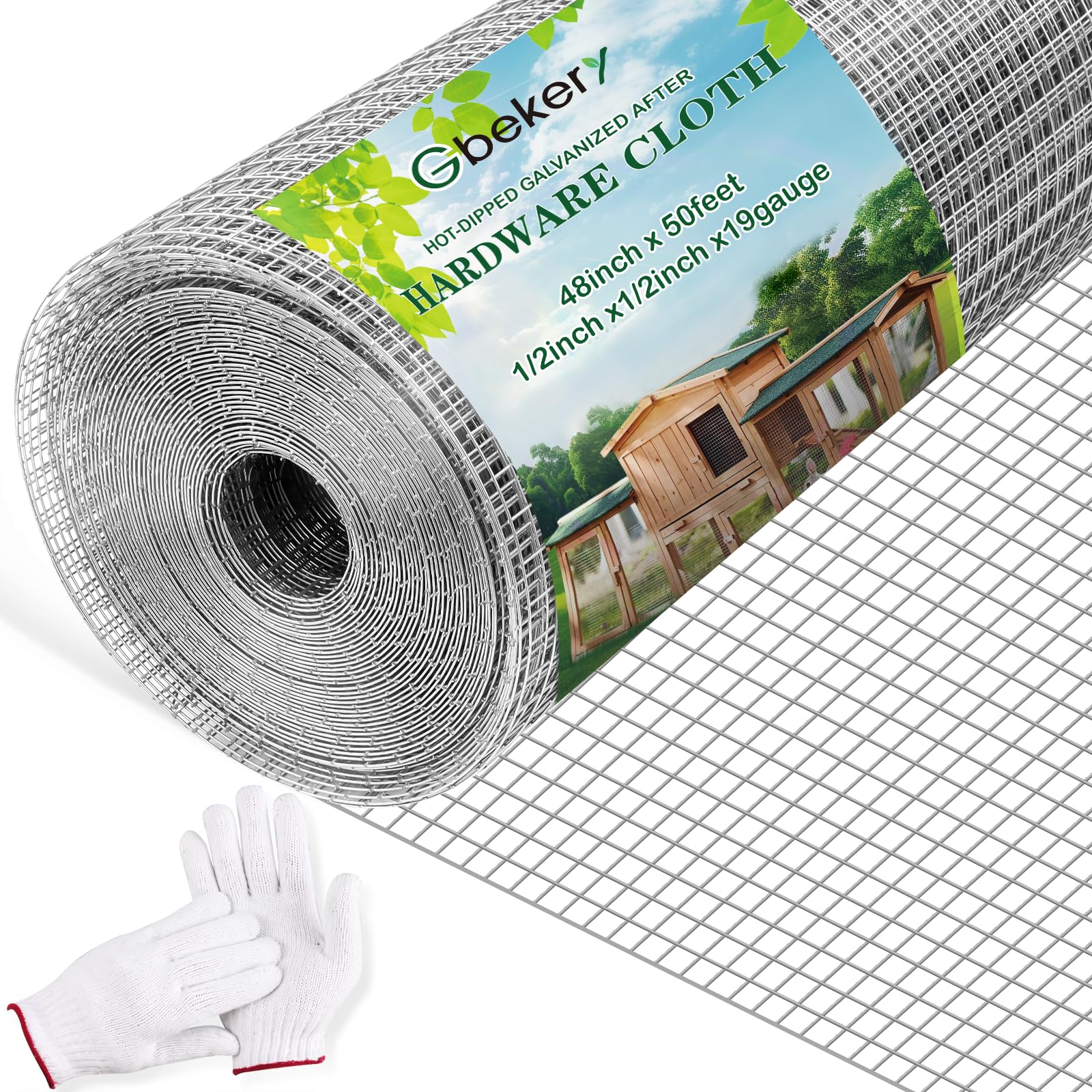 Gbekery Hardware Cloth 1/2 inch 48in x 50ft 19 Gauge, Hot-dip ...