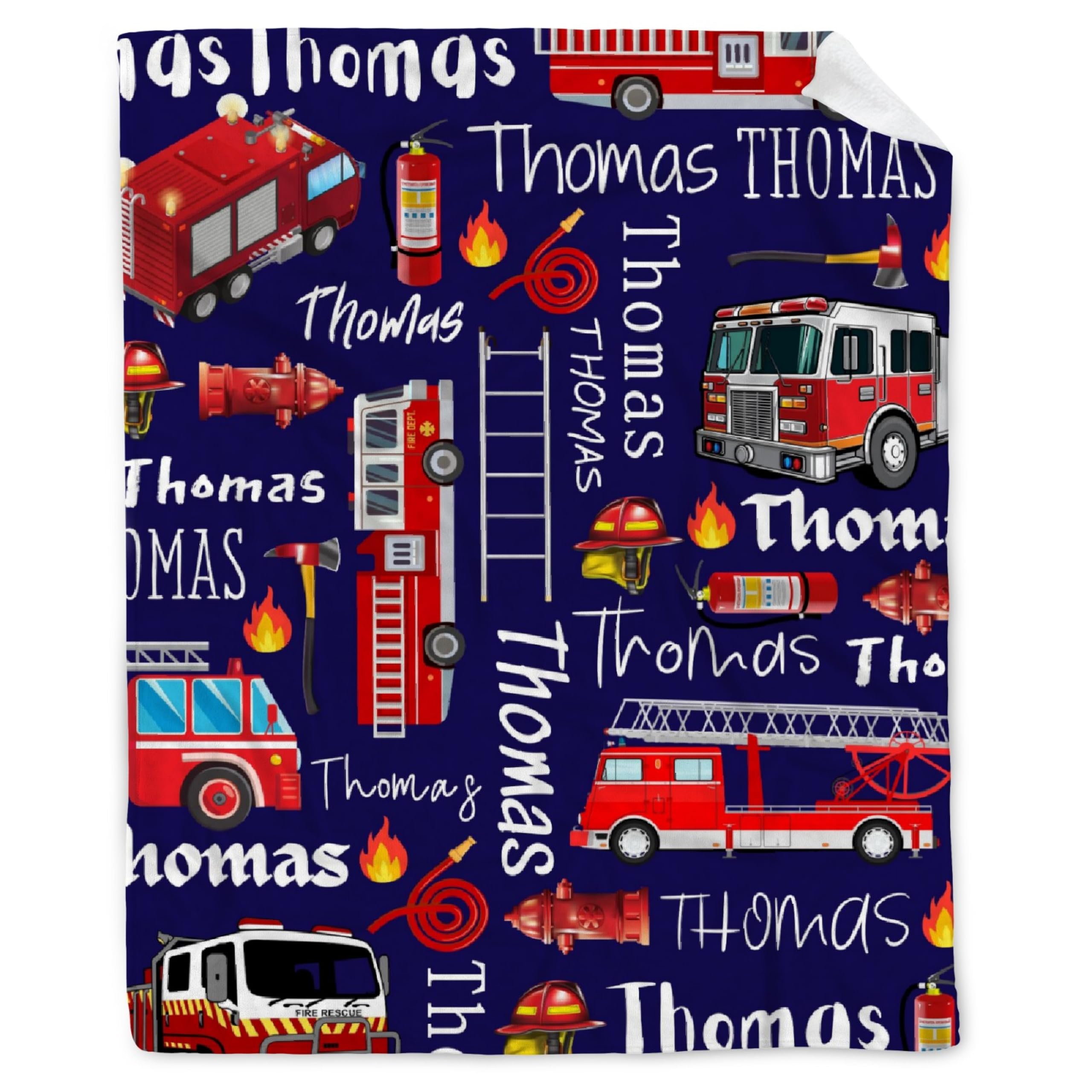 Amazon.com: Buyyet Personalized Fire Engines Truck Custom Fleece ...