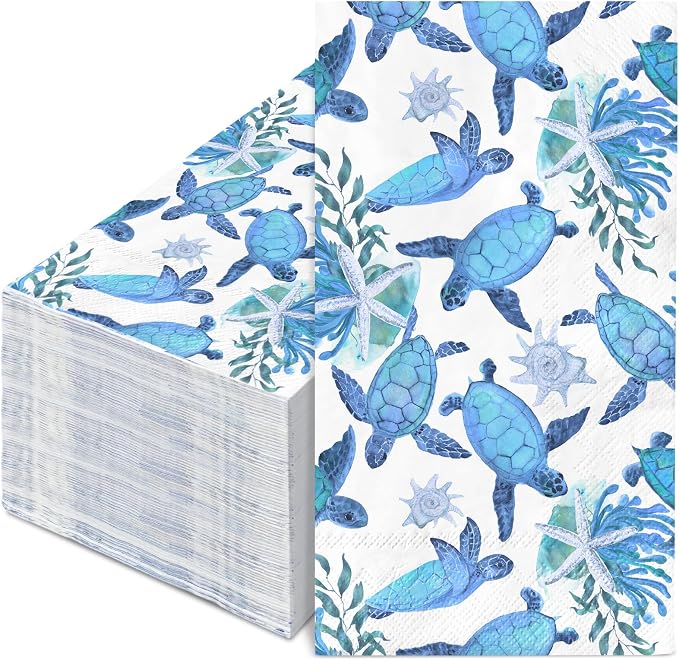 Amazon.com: AnyDesign 100Pcs Turtle Guest Napkins Blue Ocean Disposable ...