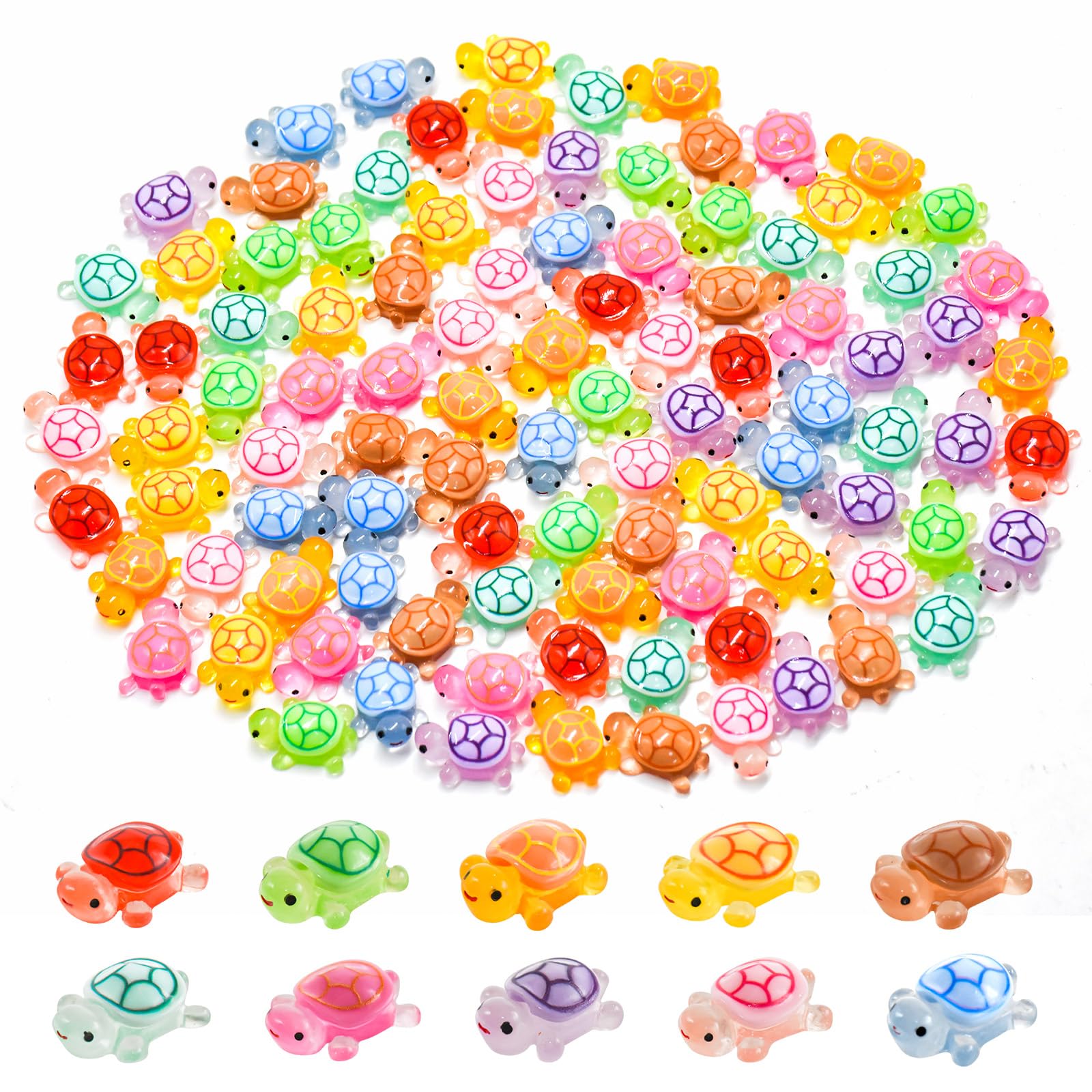 Amazon.com: 100 Pieces Luminous Tiny Turtles for Dollhouse Miniatures ...