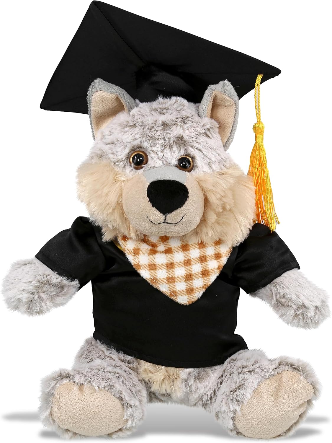 Amazon.com: DolliBu Sitting Wolf Graduation Plush Toy - Super Soft ...