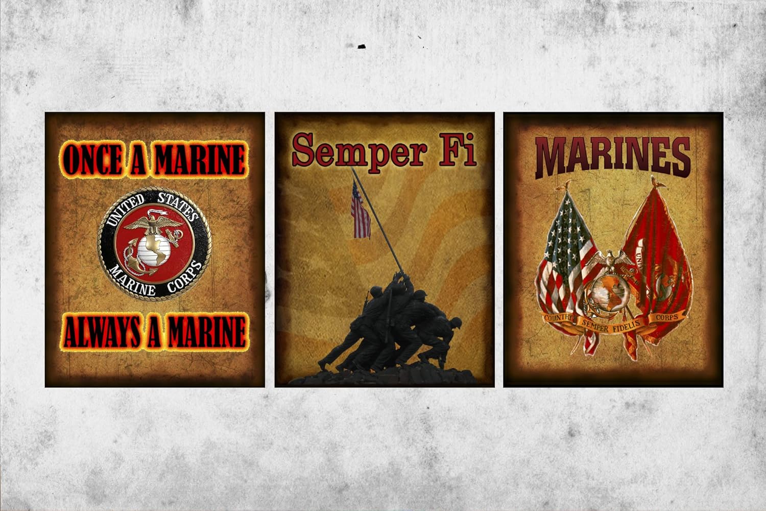 Amazon.com: Set of 3 Marine Prints - Marine Corps Tribute USMC ...