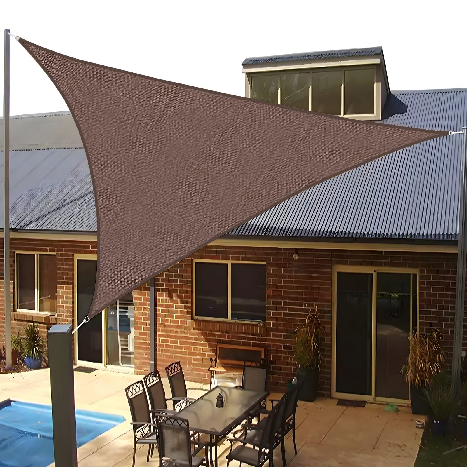 Snapklik.com : Sun Shade Sail,16x16x16 Brown Triangle Canopy Shades For ...