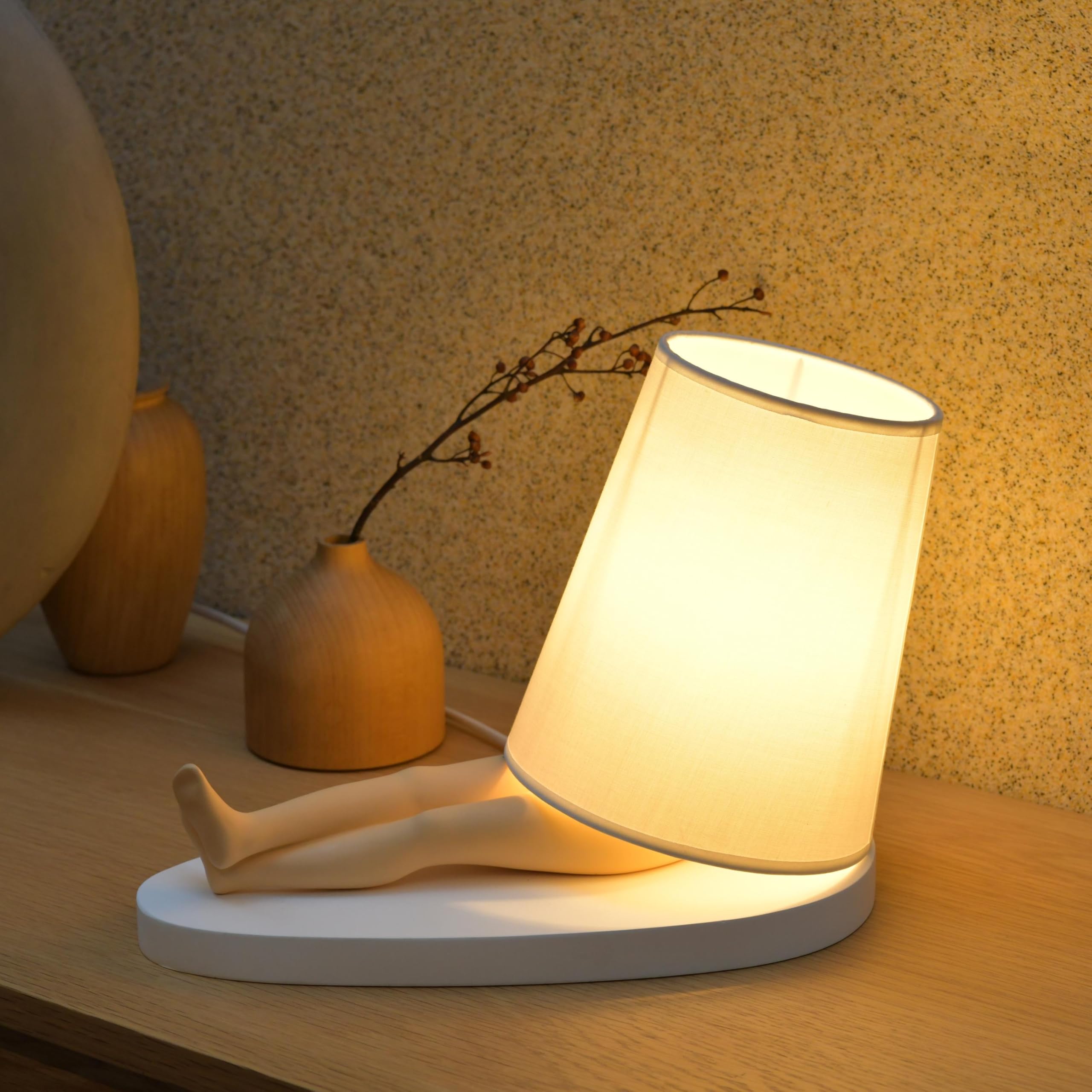 JGOEWBJ Leg Table Lamp with Linen Shade, Artistic and Whimsical Design ...