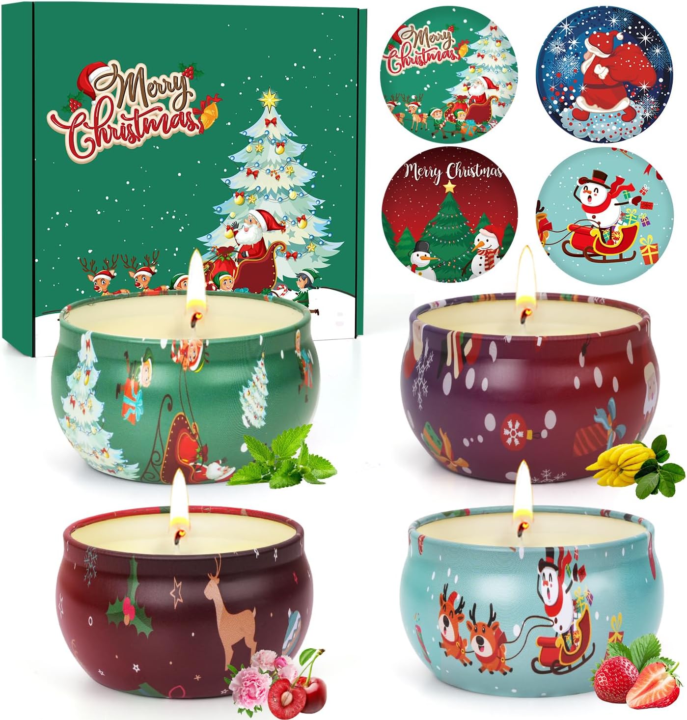 Amazon.com: Christmas Scented Candles Gifts Set for Women, 4 Pack Aromatherapy Candle for Home ...