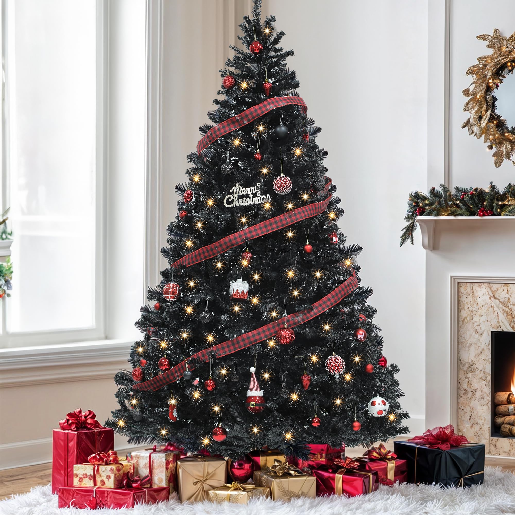 Snapklik.com : YITAHOME 6ft Prelit Black Artificial Christmas Tree ...