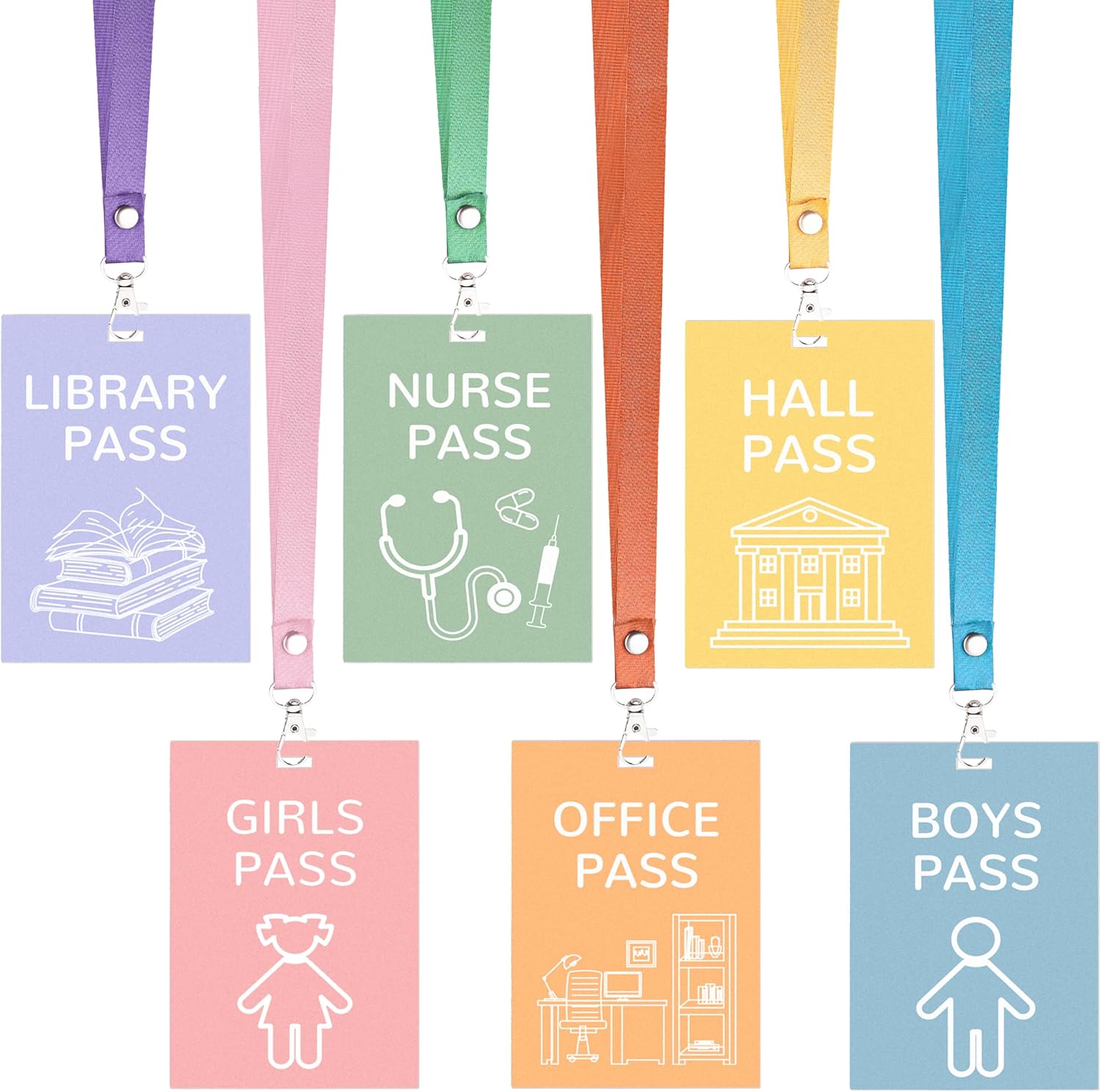 Amazon.com: Planner 6 Sets Hall Pass Lanyards and School Passes Set ...