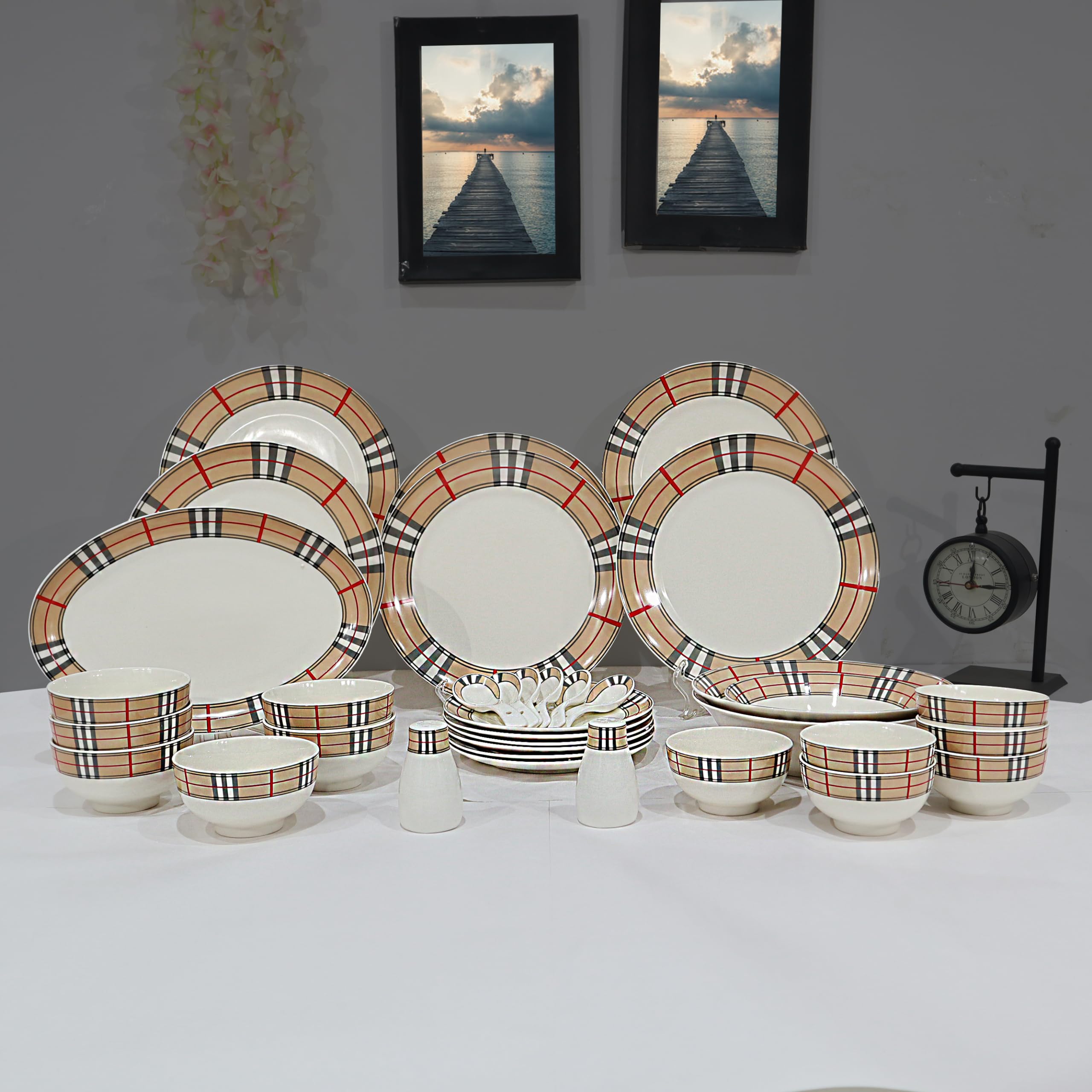 SWASHA Fine Bone China 36 Pieces Dinner Set, Premium And Designer ...