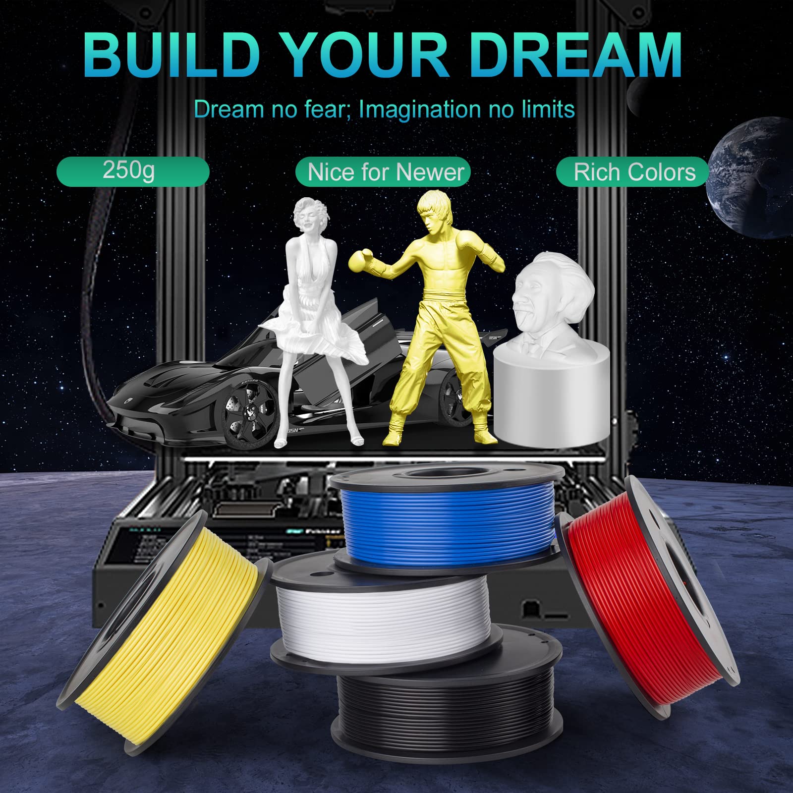 PLA 3D Printer Filament Bundle, 1.75mm 3D Printer Filament, Acurracy ...