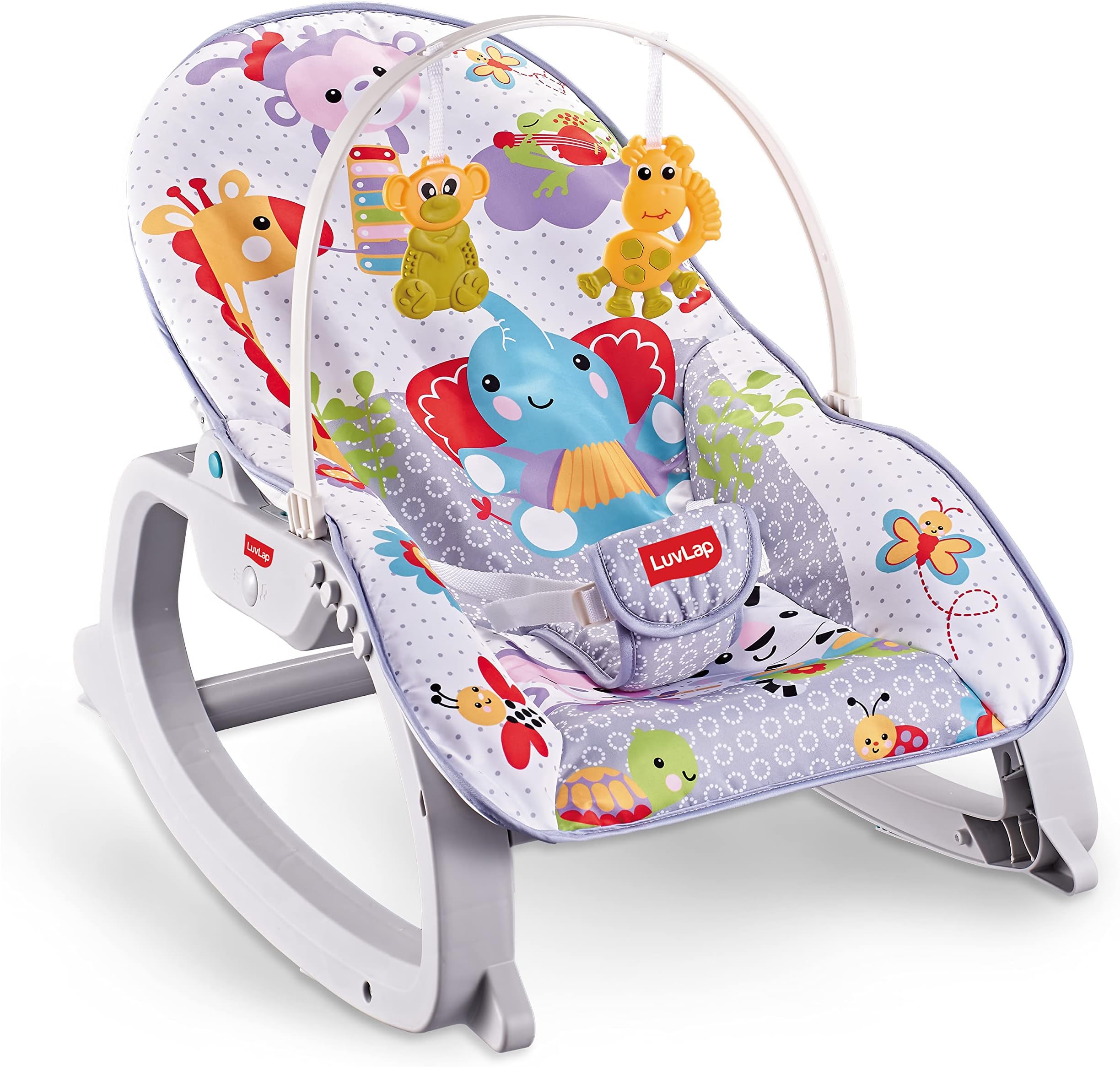 LuvLap Animal Kingdom 3-in-1 Baby Rocker Rocker with Soothing Music and ...