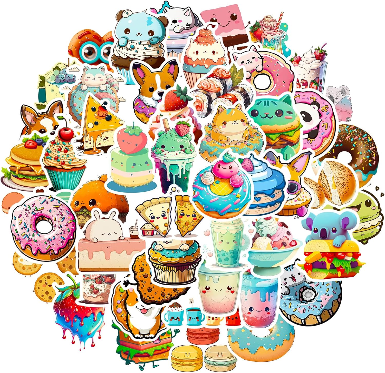 Amazon.com: CRITICY 50 PCS Cute Donut Stickers for Water Bottles ...