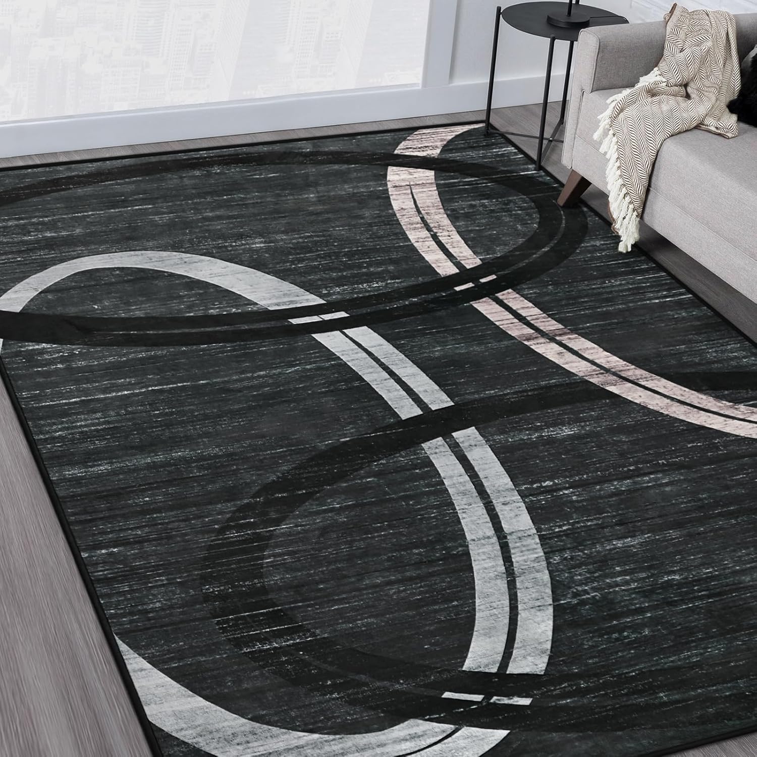 Amazon.com: Lascpt Modern Wavy Oval Design 9x12 Area Rug, Abstract ...