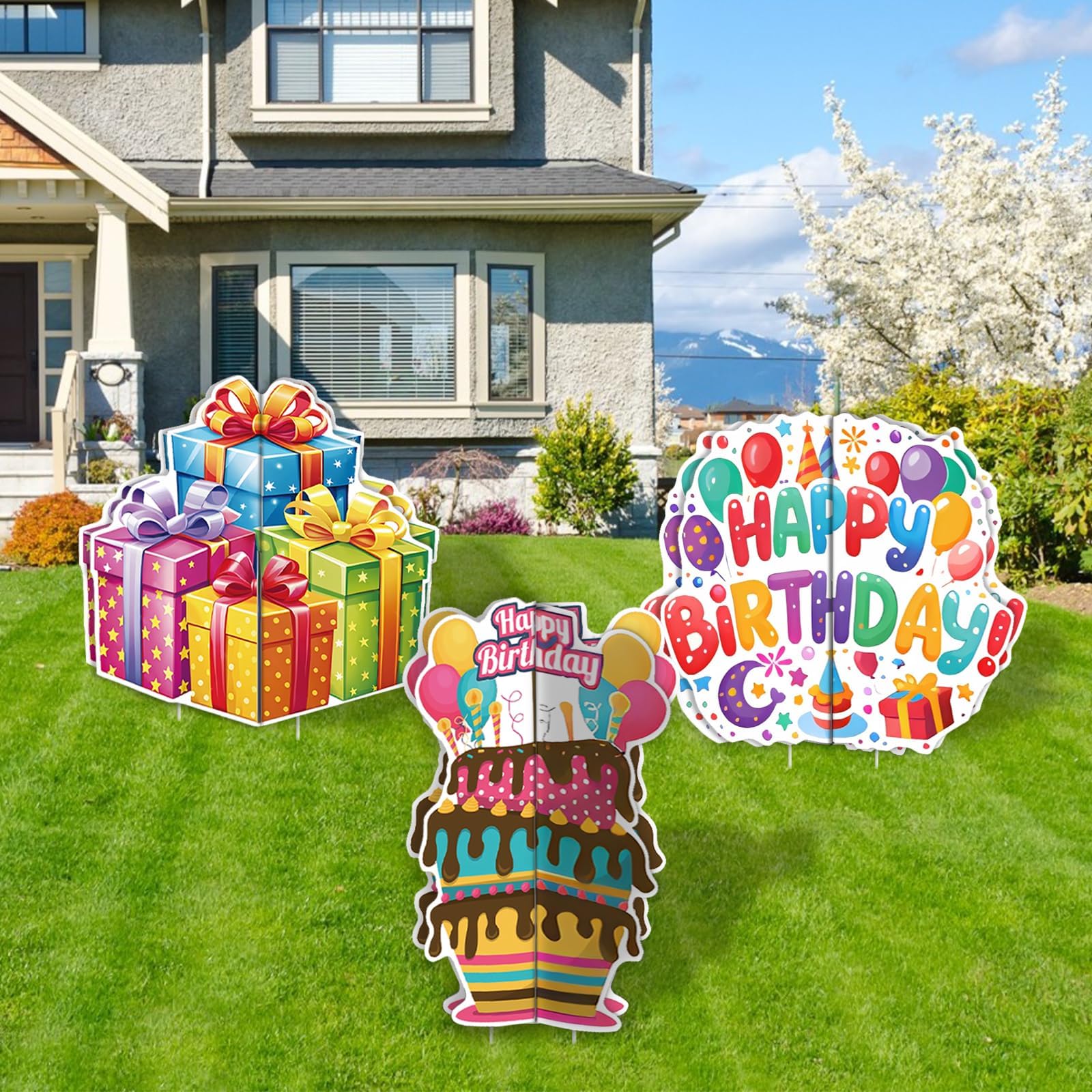 Amazon.com : Happy Birthday Yard Signs with Stakes - 8 Pack This Way ...