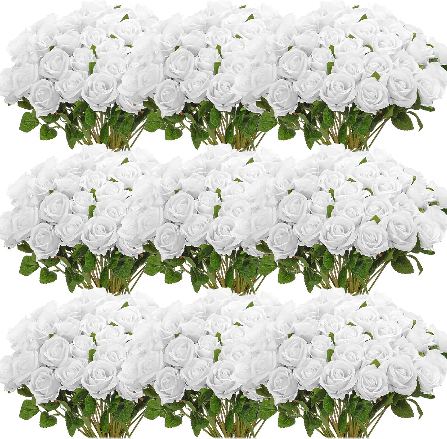 Amazon.com: Jexine 100 Pieces Artificial Roses Flowers Bulk, Long Stem ...