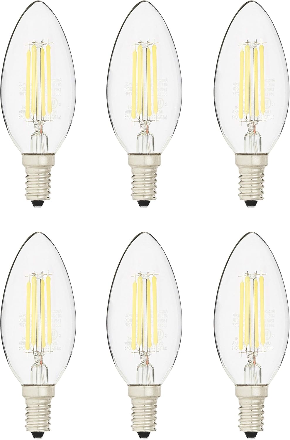 Amazon Basics 40 Watt Equivalent, All Glass, Dimmable, B11 LED Light ...