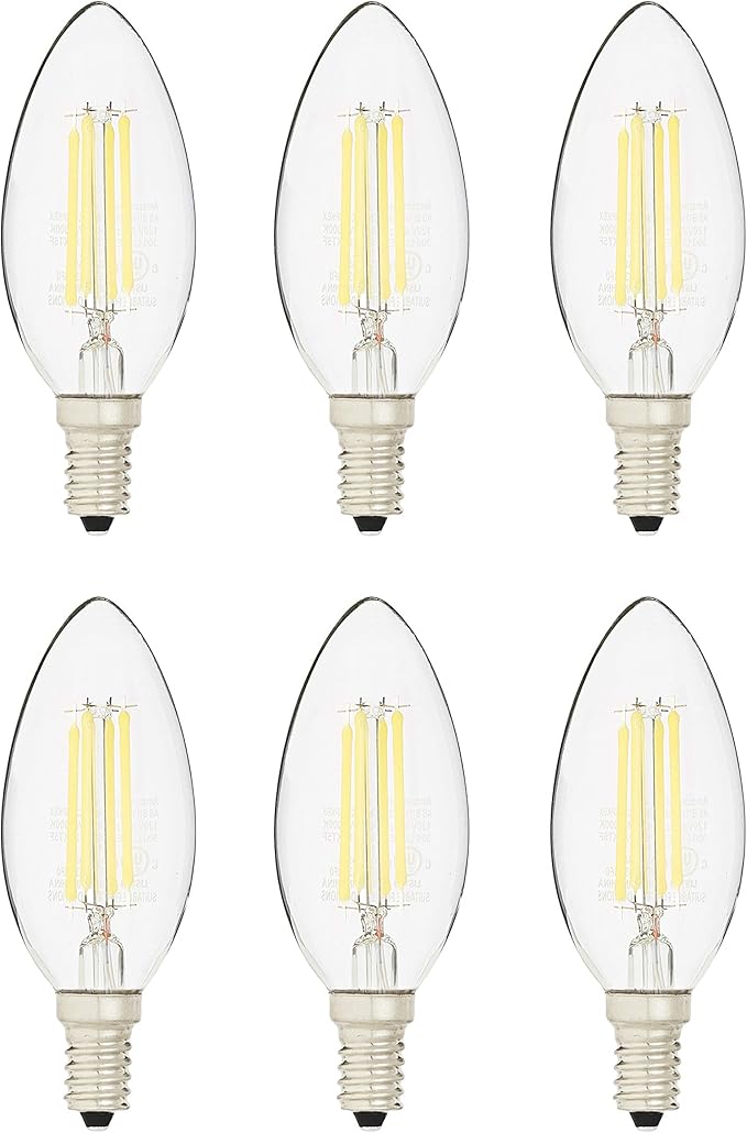 Amazon Basics 40 Watt Equivalent, All Glass, Dimmable, B11 LED Light ...