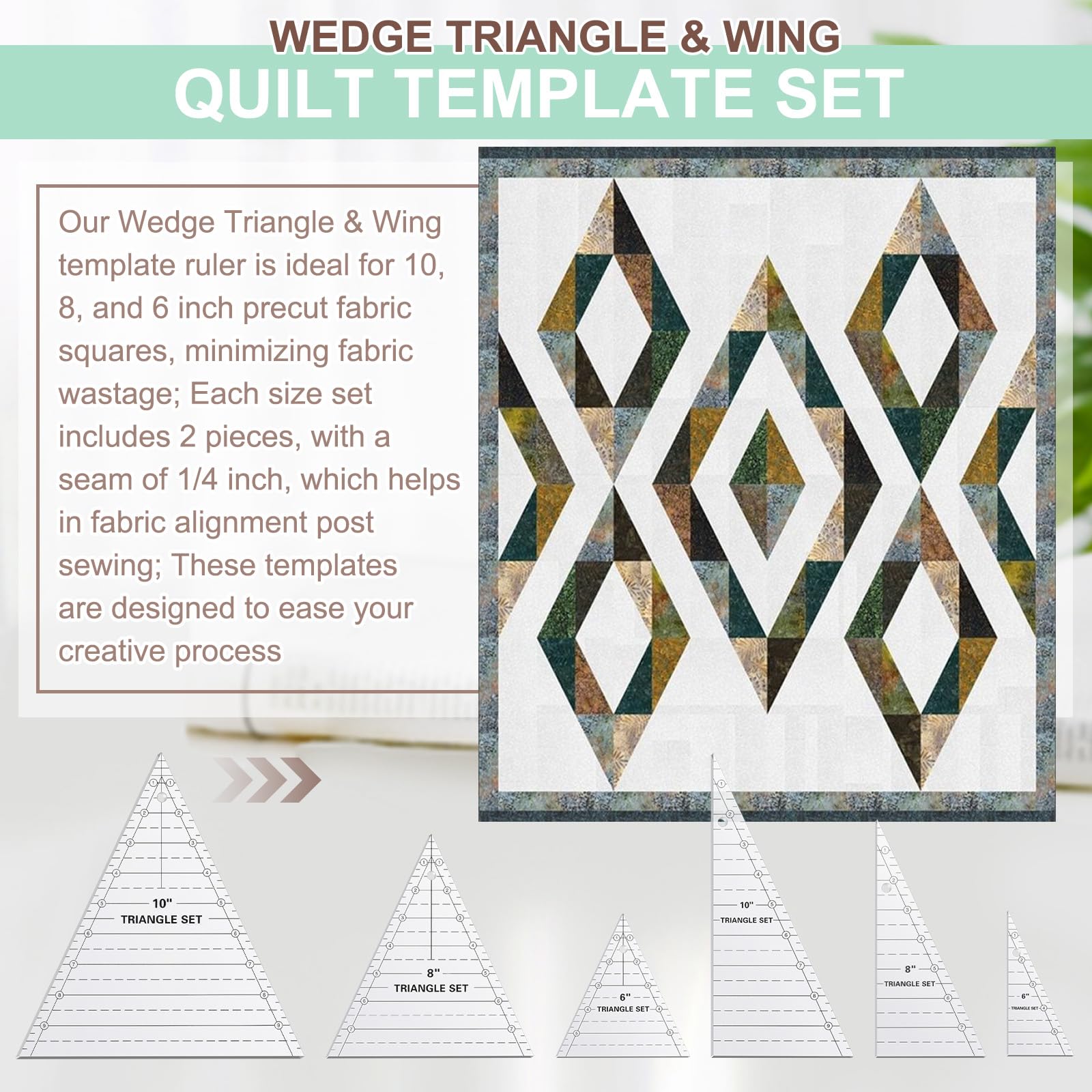 Snapklik.com : 3 Set Tall Triangle Rulers For Quilting 6 8 10 Inch ...