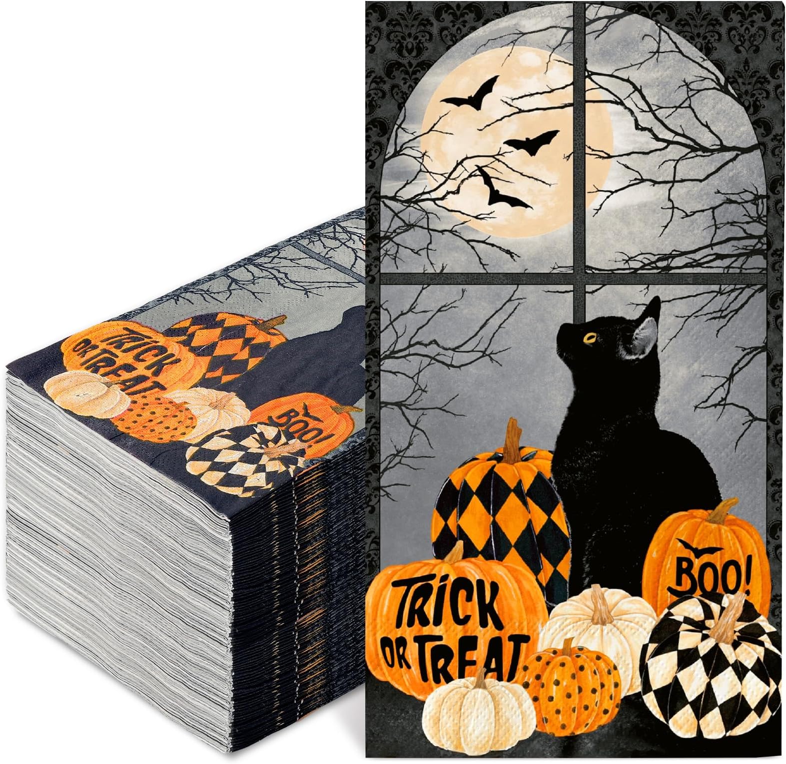 Amazon.com: JarThenaAMCS 50Pcs Halloween Guest Napkins Black Cat ...