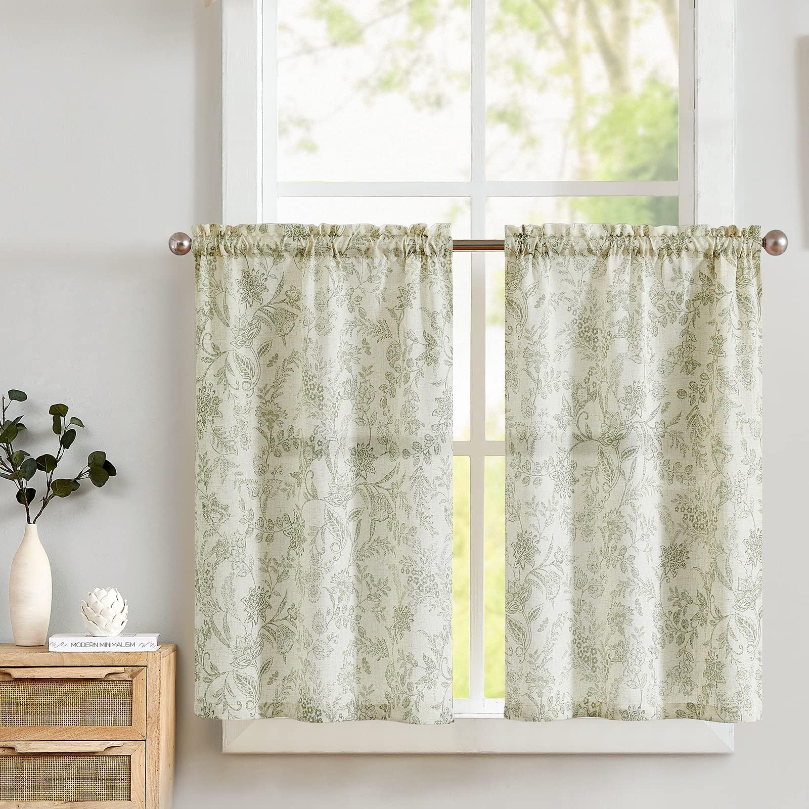 Amazon.com: Lazzzy Kitchen Curtains Tier Curtains Linen Curtains ...