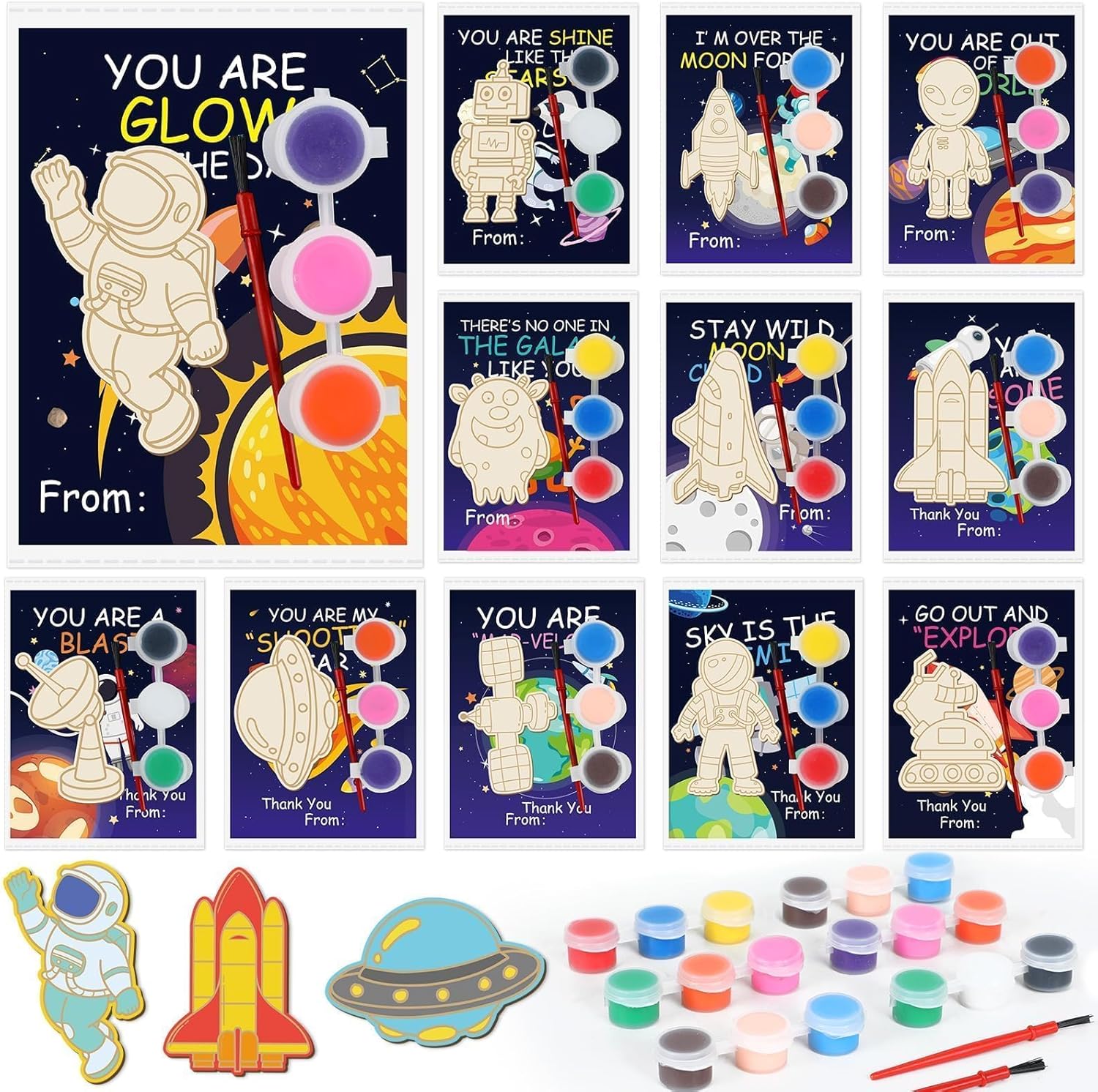 Amazon.com: Justforjoyful 36Pcs Space Party Favors Astronaut Cards with ...