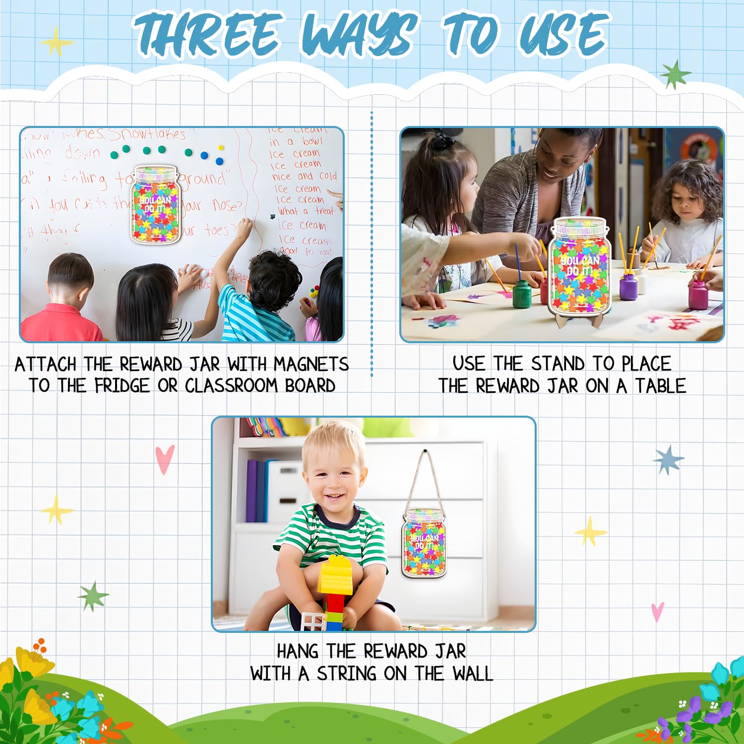 Sticker Display 57-Piece Magnetic Pencil Reward Jar System - 8x12 ...