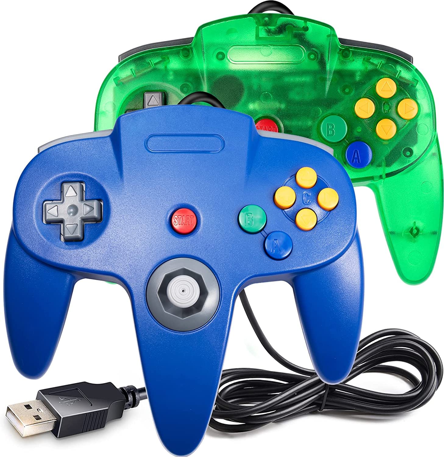Amazon.com: 2 Pack Classic N64 Controller, miadore N64 Wired USB PC ...