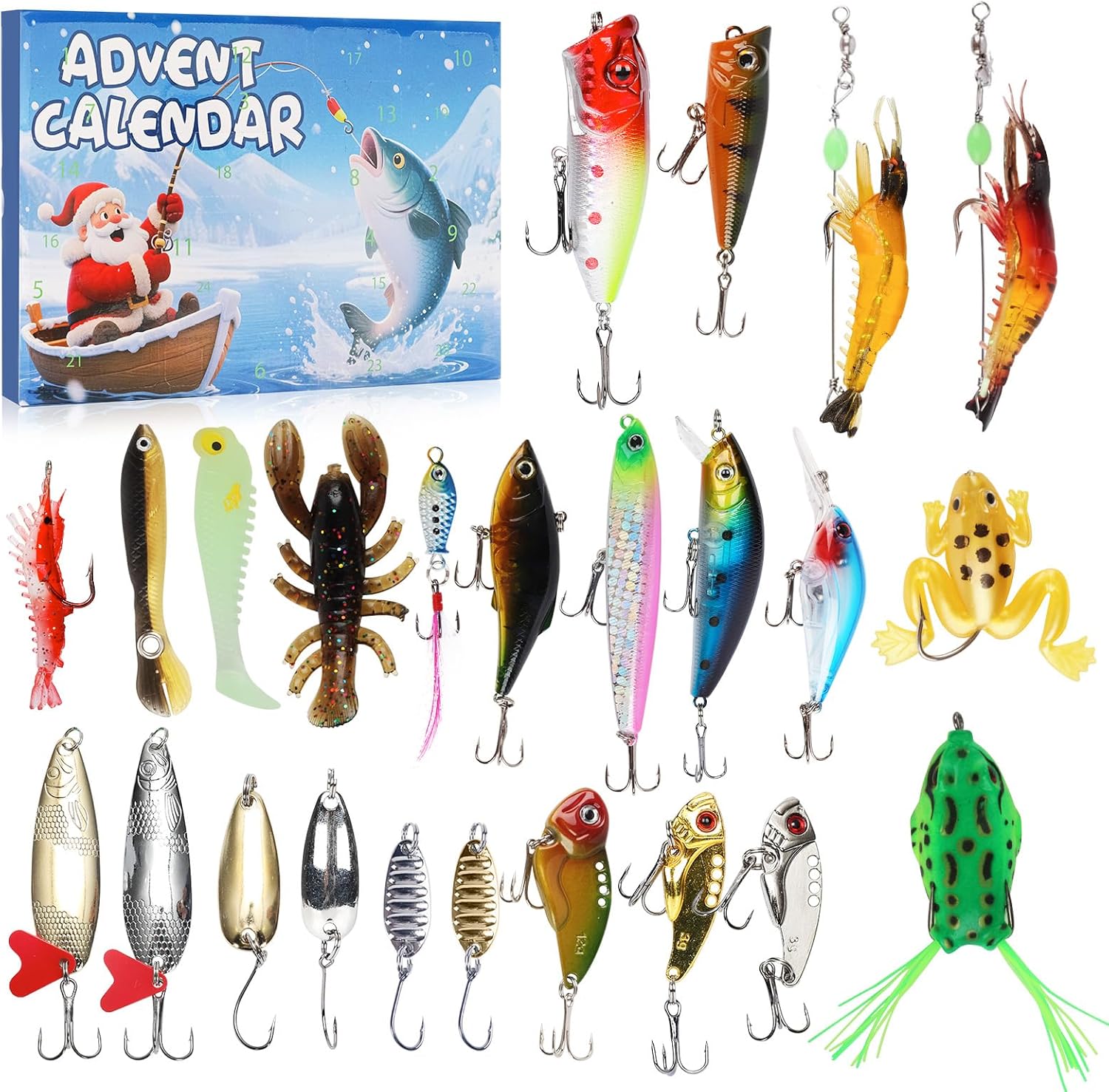 Amazon.com: Fishing Advent Calendar 2025-24 Days of Christmas Countdown ...