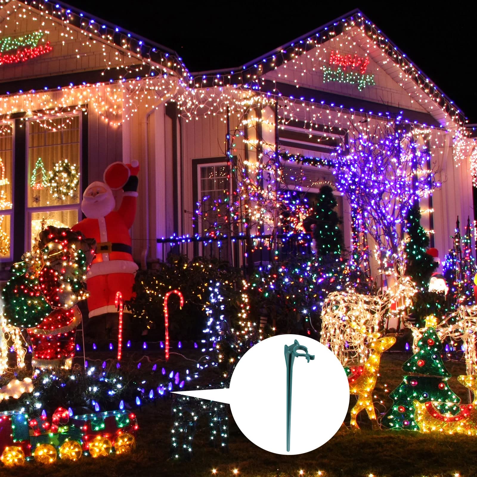 Snapklik.com : Christmas Light Stakes Universal Yard Lawn Holiday Light ...