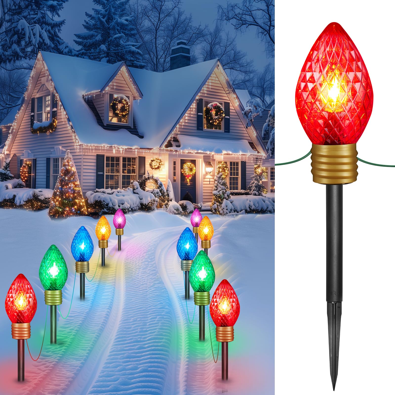 Jumbo Christmas Light Bulbs Outdoor Jumbo C9 Christmas Pathway Lights