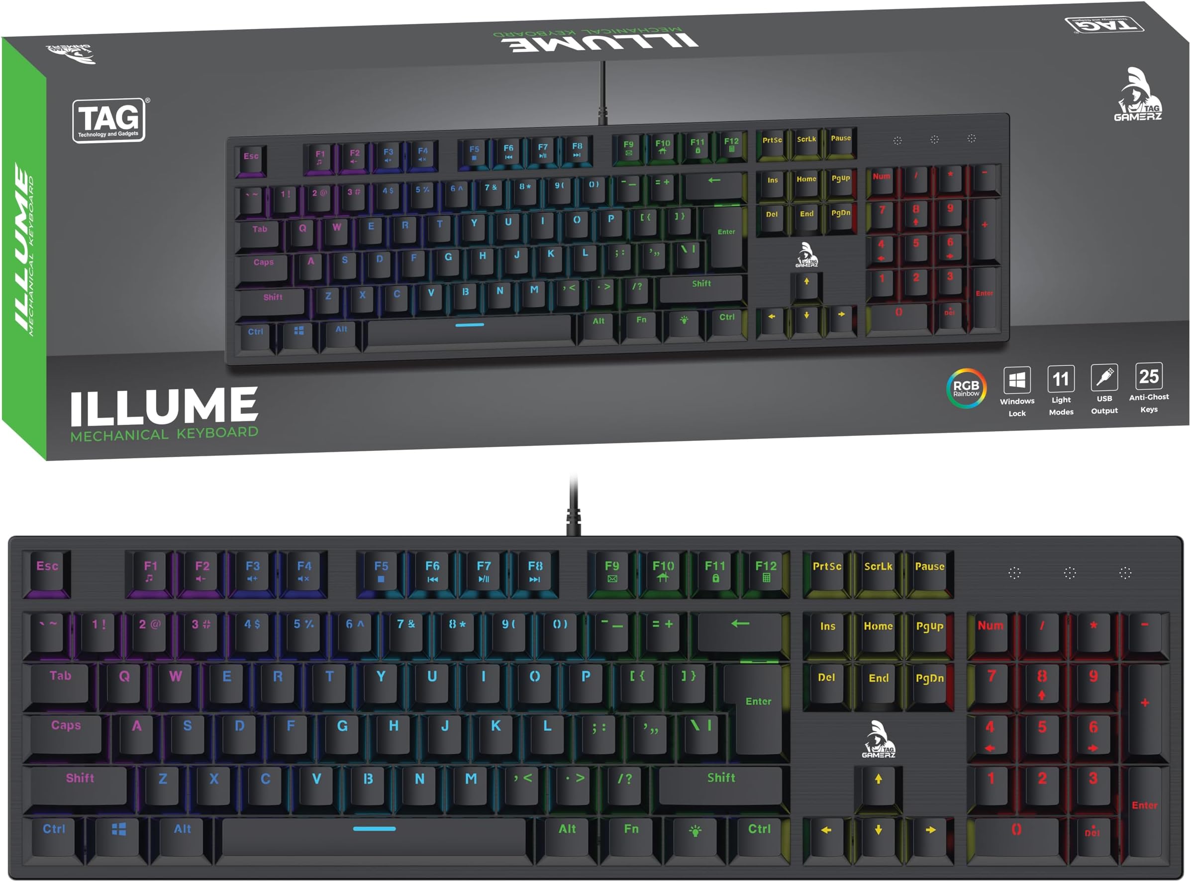 Amazon.in: Buy TAG GAMERZ Illume USB RGB Gaming Mechanical Keyboard ...