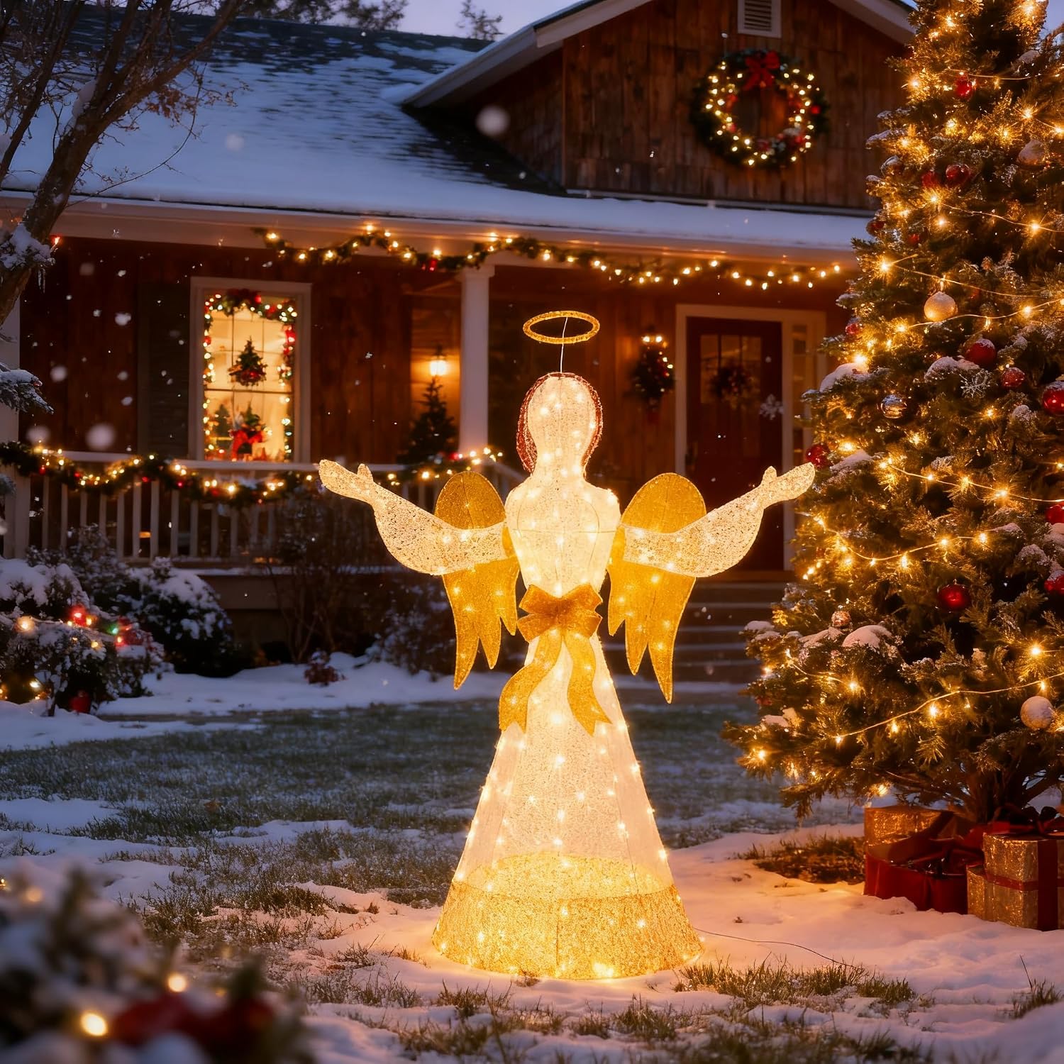 Amazon.com: 4.5FT Lighted Christmas Angel Outdoor Decoration, Weather ...