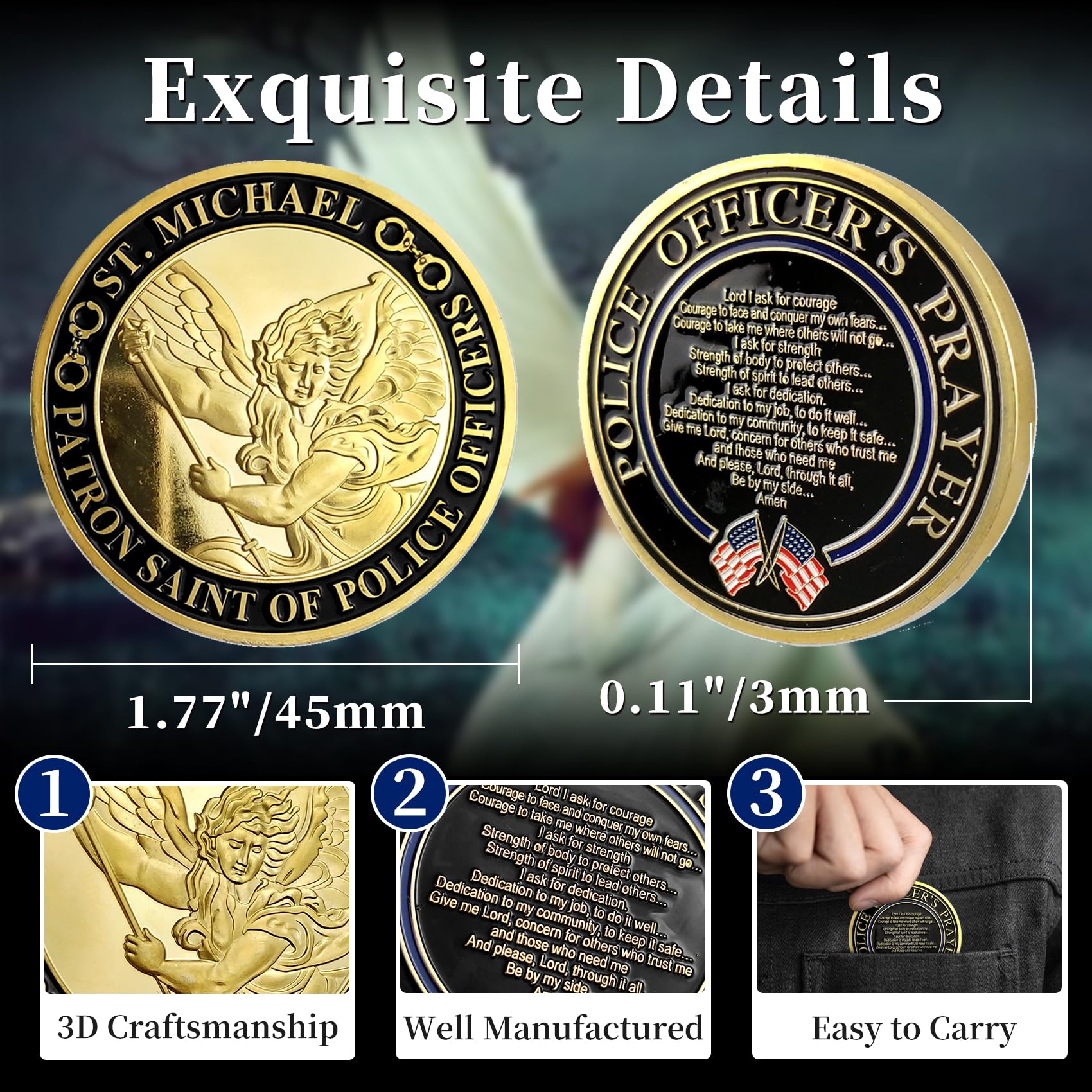 Snapklik.com : ASmileIndeep Police Officer Prayer Coin St