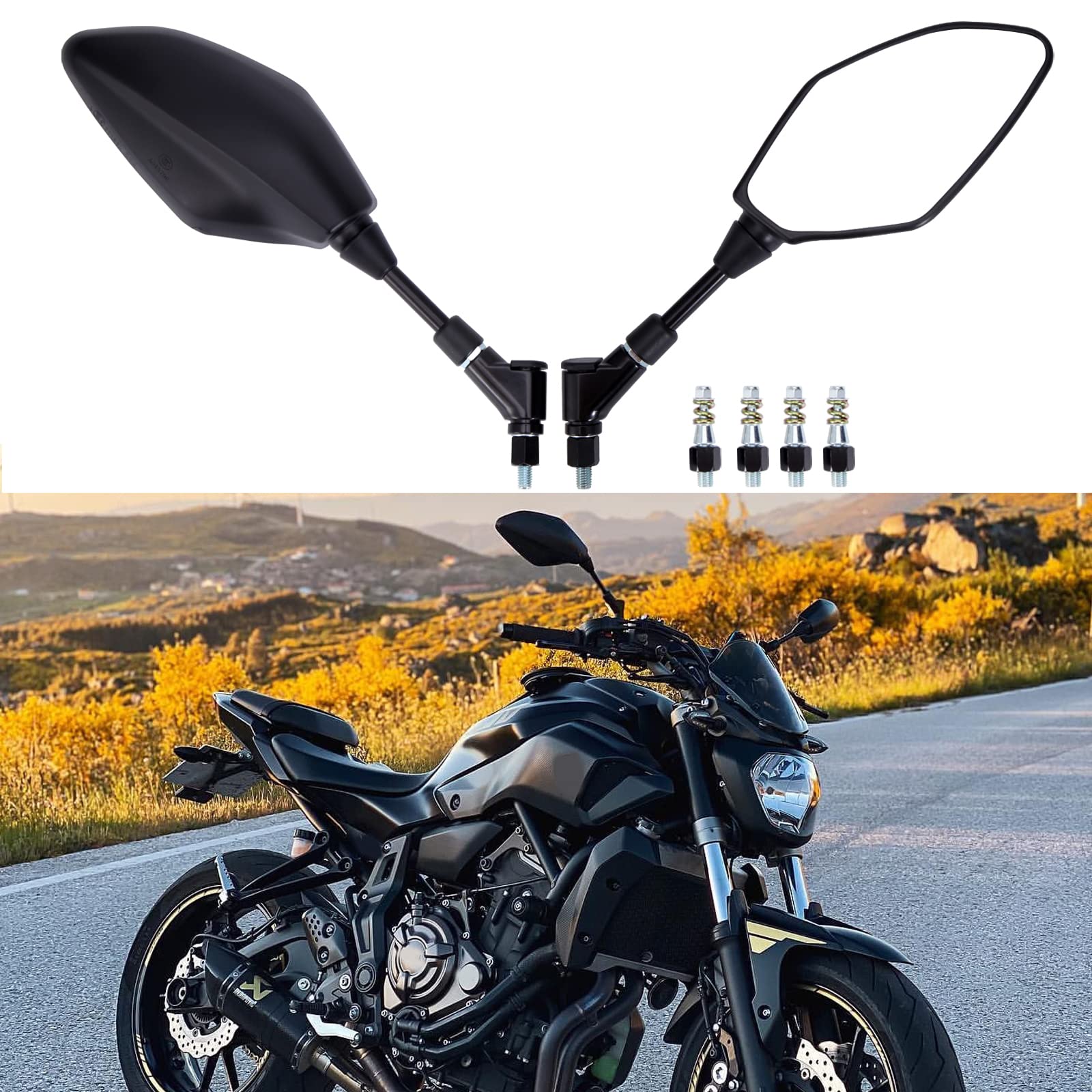 Universal Bar End Mirrors 8mm 10mm Universal Motorcycle Bar End Mirrors ...