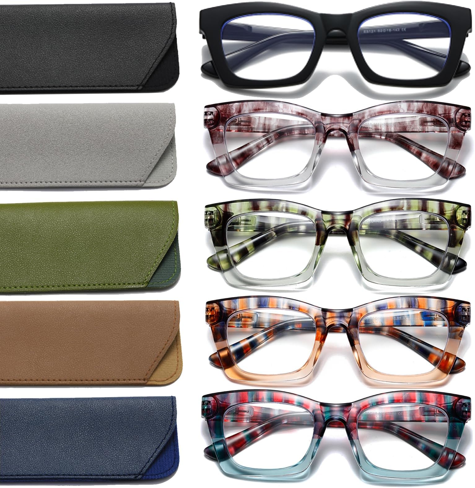 Amazon.com: Hubeye 5 Pairs Oprah Style Square Reading Glasses for Women ...