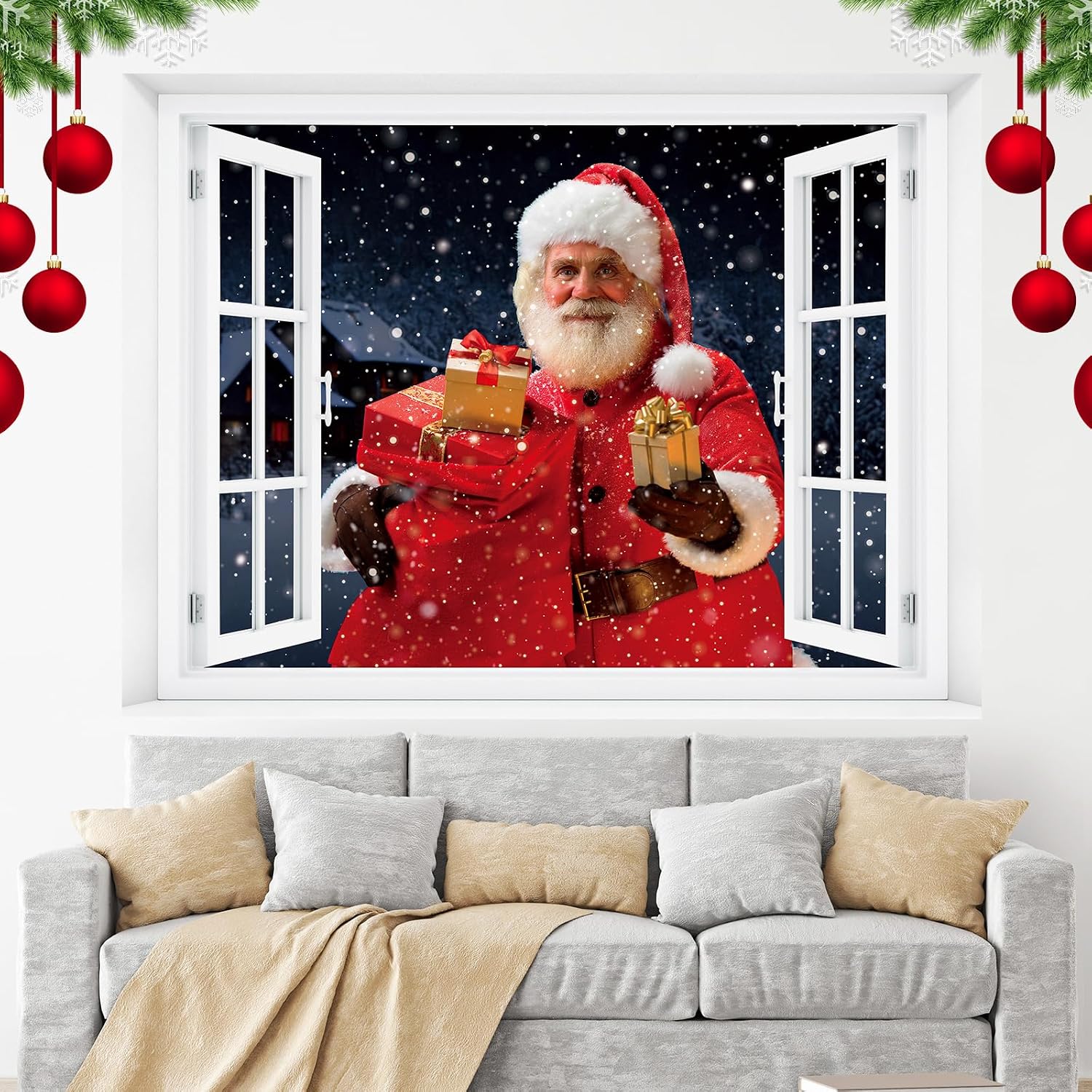 Tinideya 47 x 35 Large Santa Claus Wall Murals Christmas Peel and Stick ...