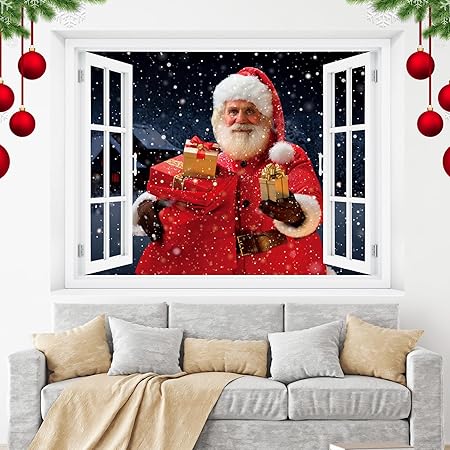 Tinideya 47 x 35" Large Santa Claus Wall Murals Christmas Peel and ...