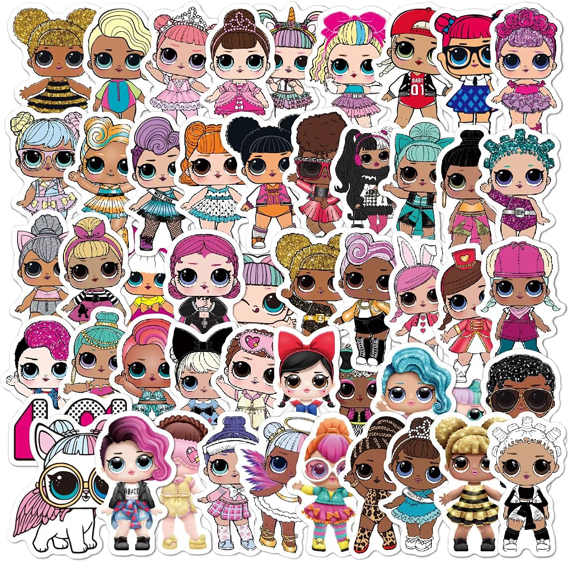 Surprise Doll Anime Stickers 50 Pcs Vinyl Waterproof LOL Surprise Doll ...
