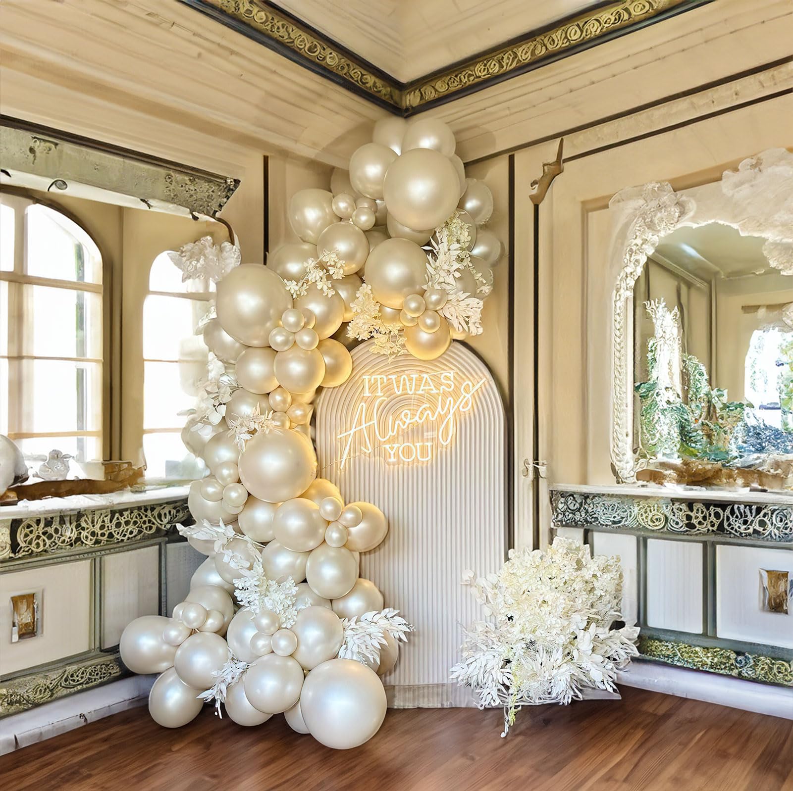 Amazon.com: Kozee Pearl White Double-Stuffed Balloons different sizes ...