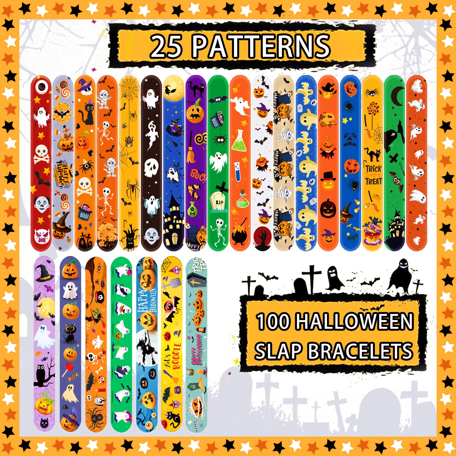 Snapklik.com : Halloween Slap Bracelets For Kids, 100 Halloween ...