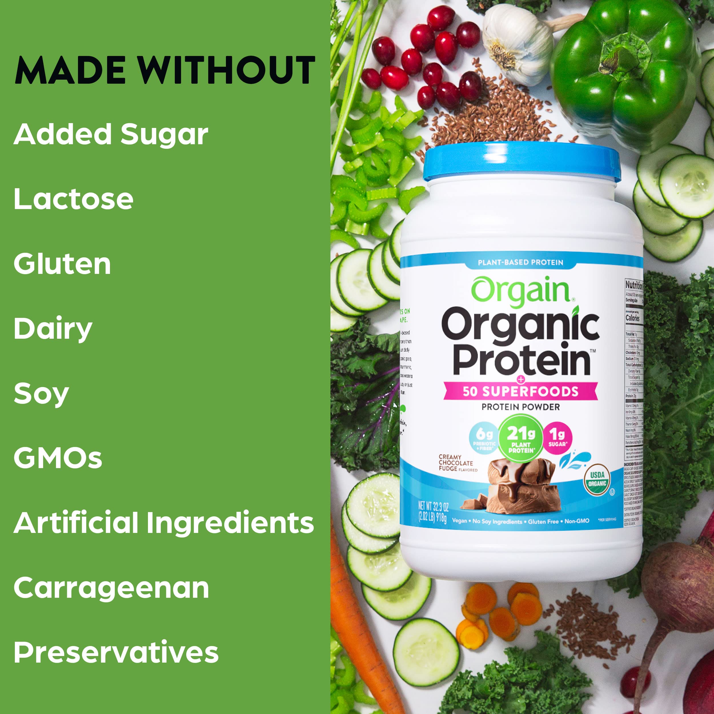 Snapklik.com : Orgain Organic Protein + Superfoods Powder, Creamy ...