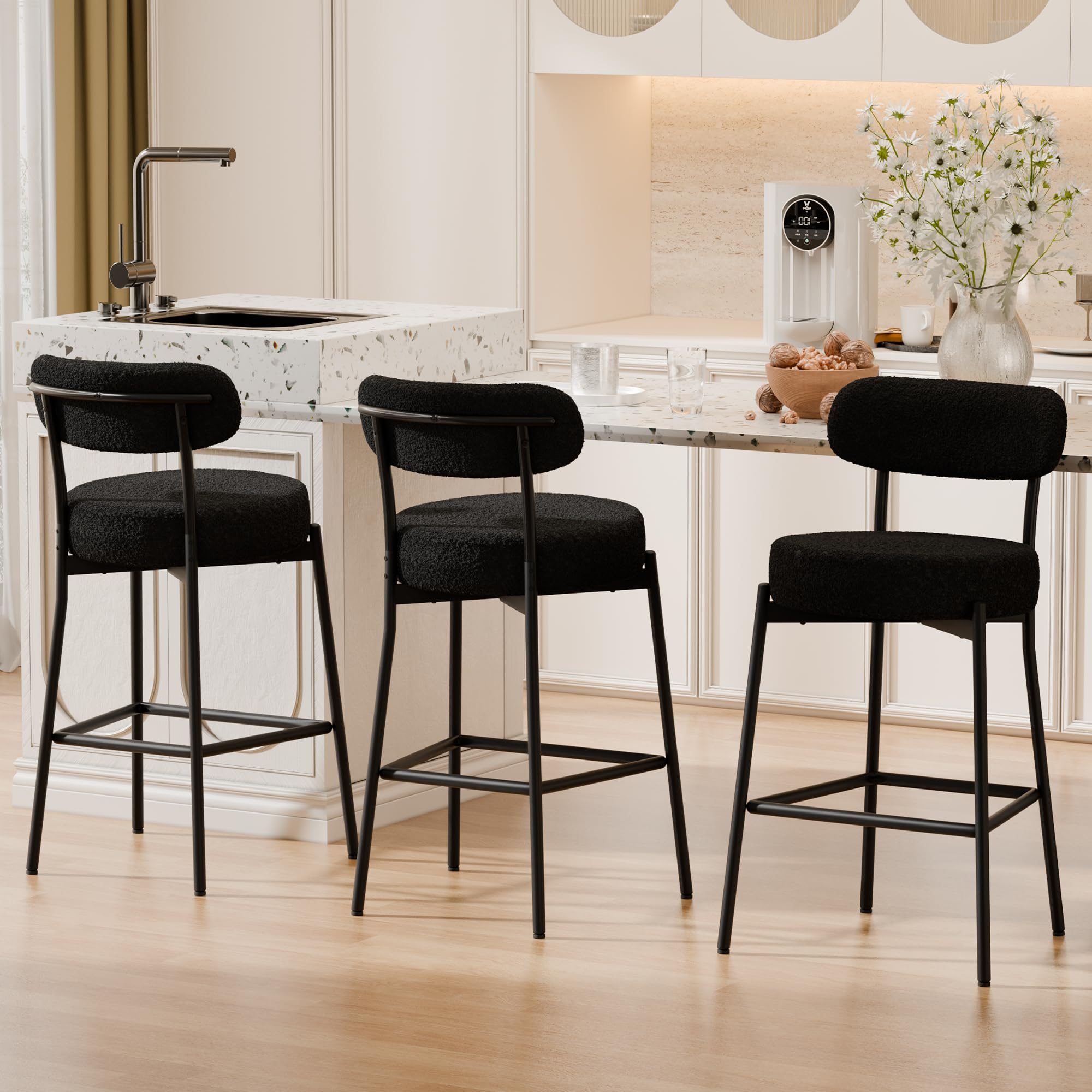 Modern Barstools With Back EDWELL Bar Stools Set Of 2 – 27 Inch Height ...