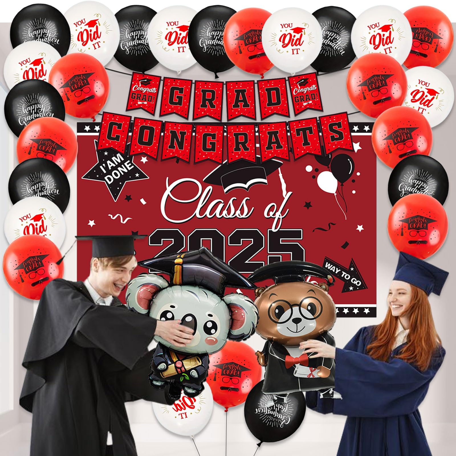 Snapklik.com : Graduation Decorations Class Of 2025 Red Themed - 2025 ...