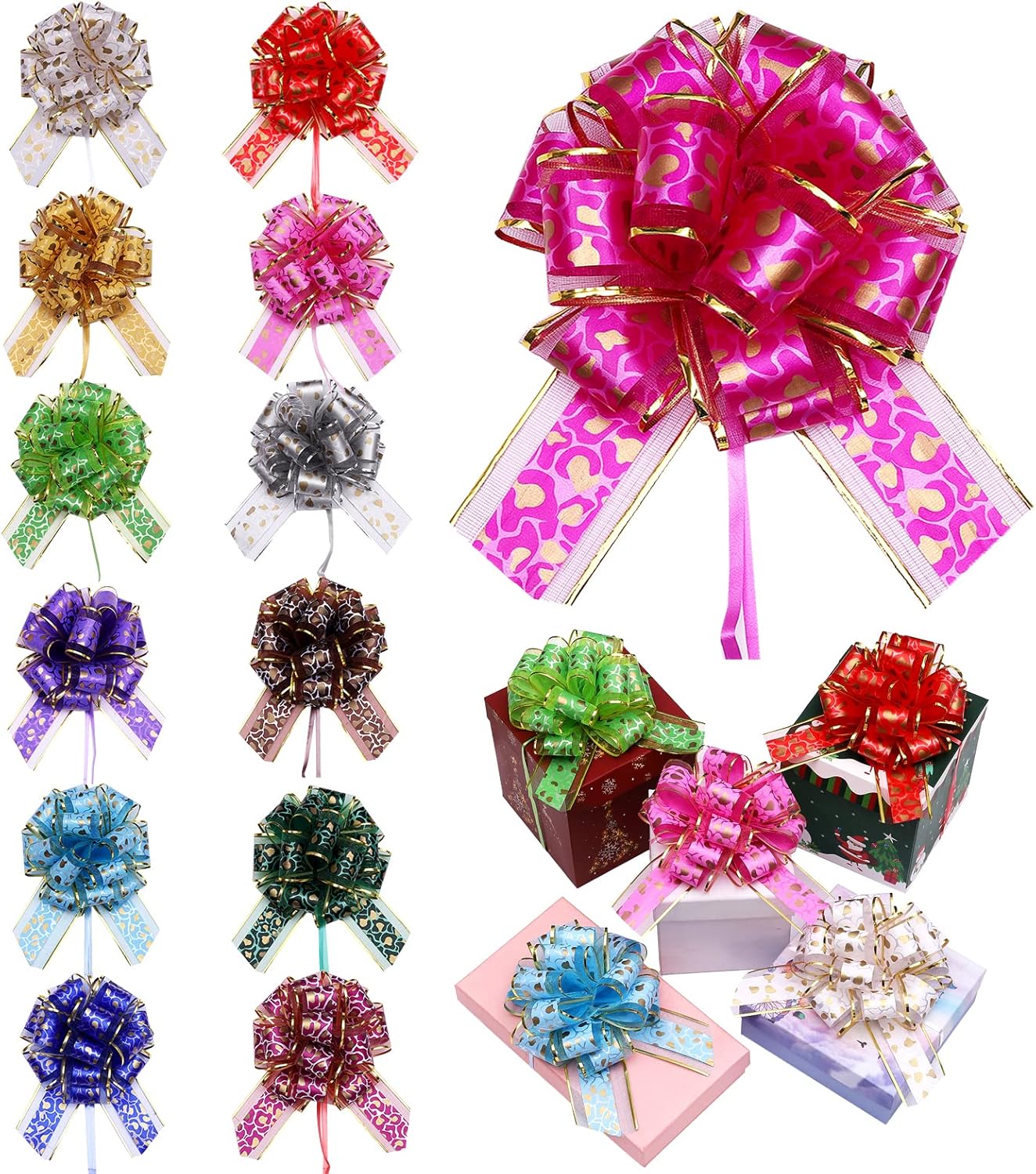 Amazon.com: Yazemox 12pcs Gift Wrapping Bows，5inches Diameter Large ...