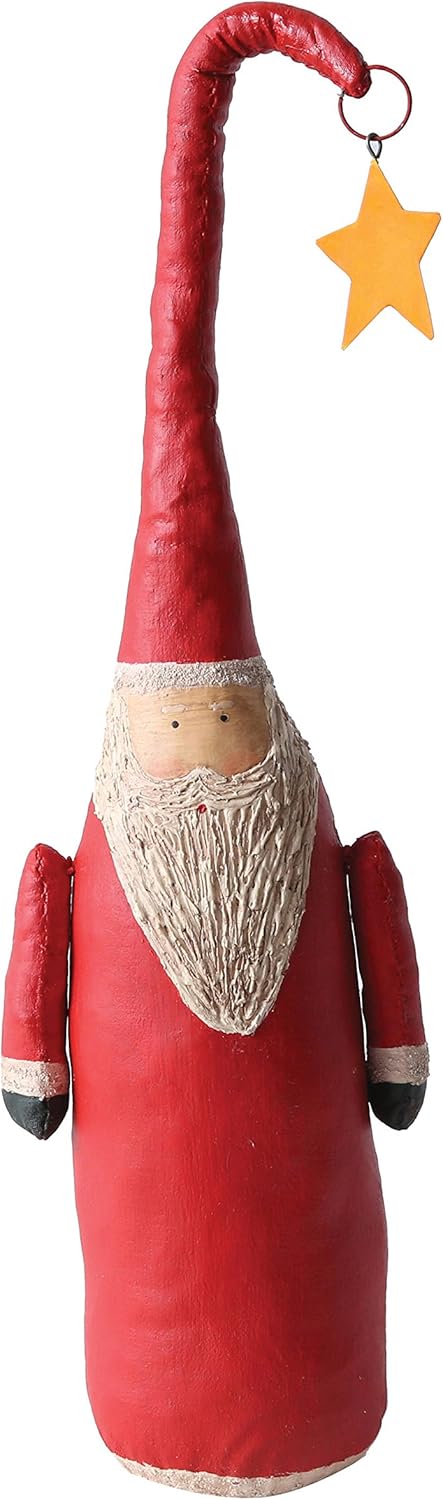 Amazon.com: Creative Co-Op Hand Painted Canvas Santa with Hat ...