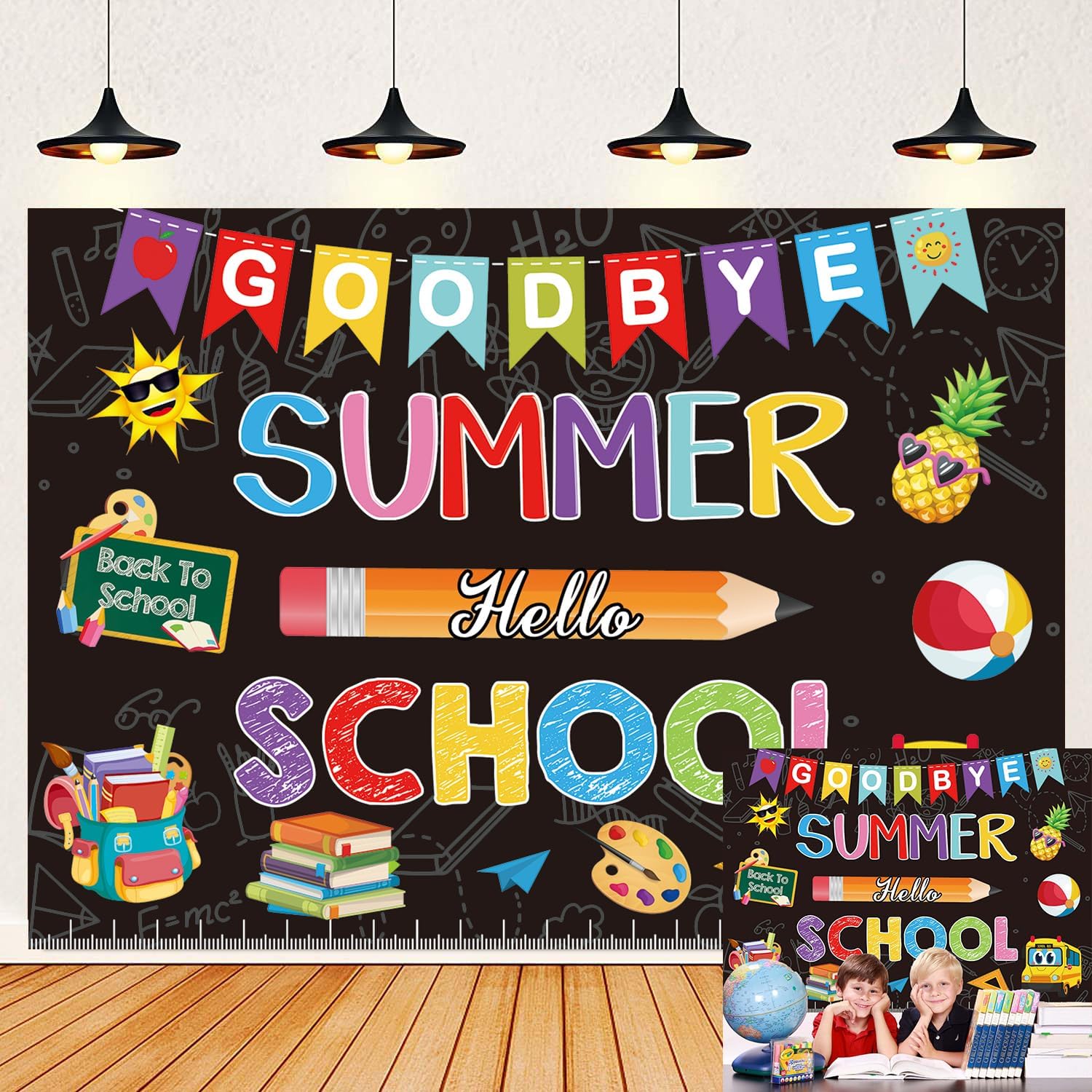 Amazon.com : Generic Goodbye Summer Hello School Backdrop Welcome Back ...