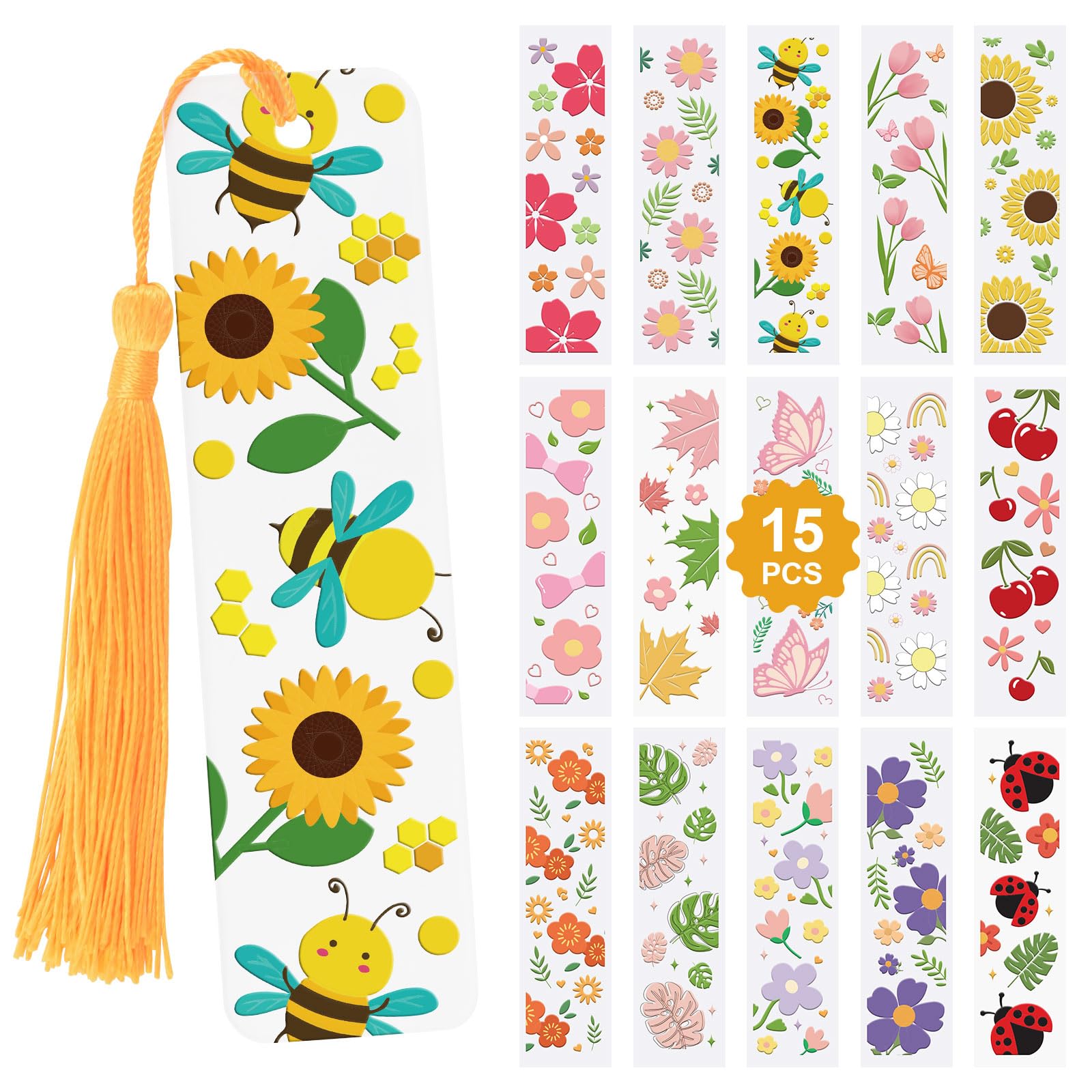 Amazon.com : HICOHAND UV DTF Bookmark Wraps, 15 PCS Cute Flower Acrylic ...