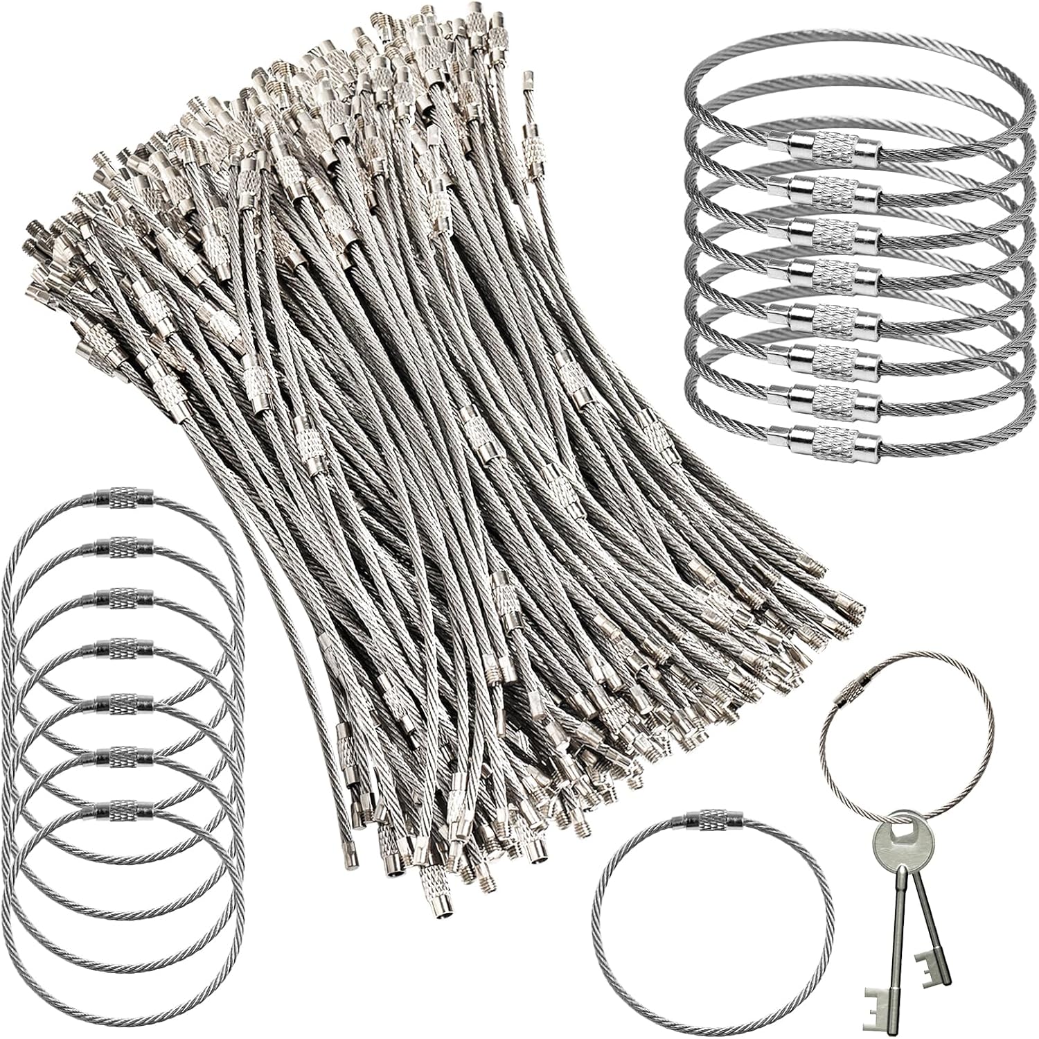 Amazon.com: Ira Pollitt 100 Pieces 6 Inch Wire Keychain Cable 2mm Twist ...