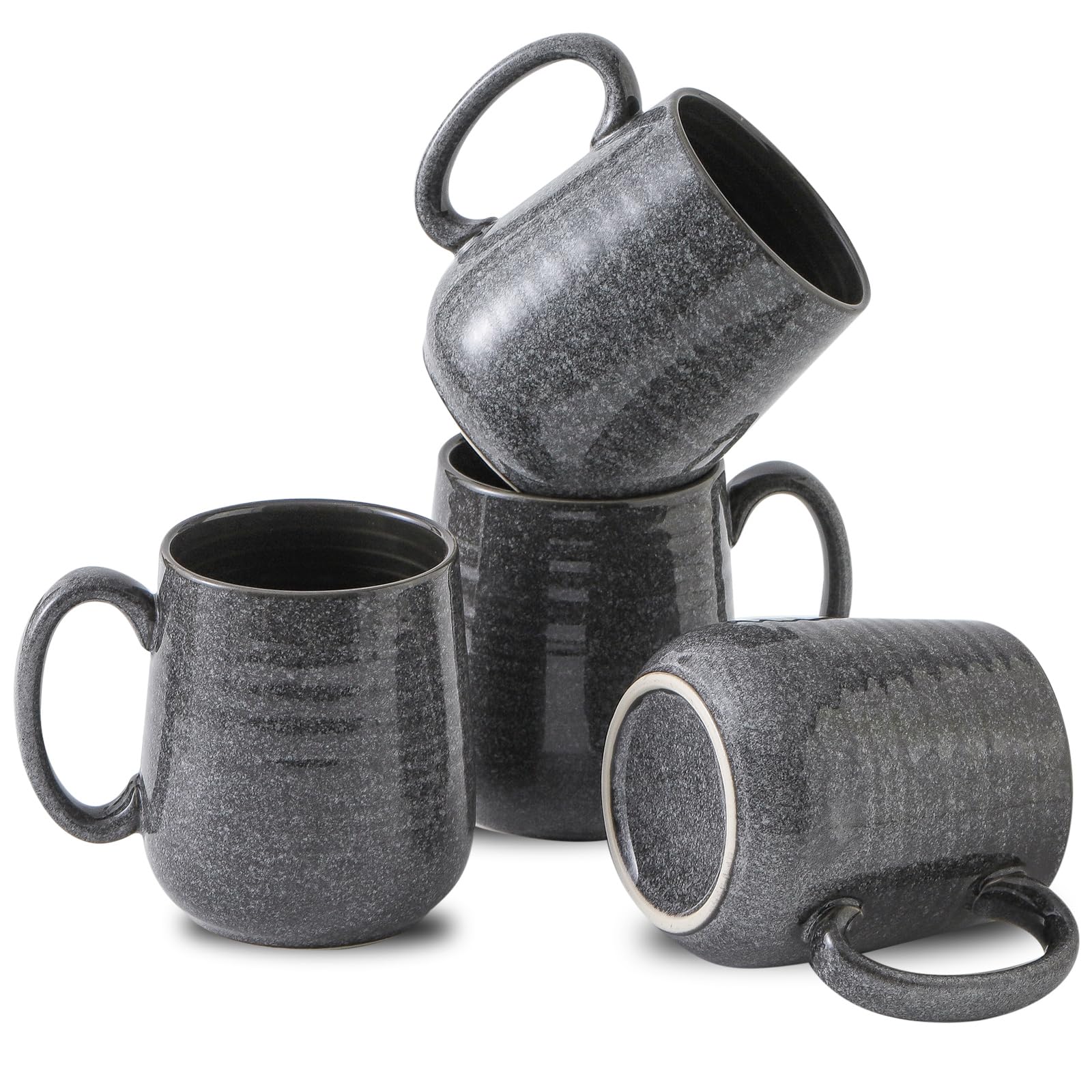 Amazon.com: Hasense Dark Grey Coffee Mugs Set of 4, 12oz Ceramic Coffee ...